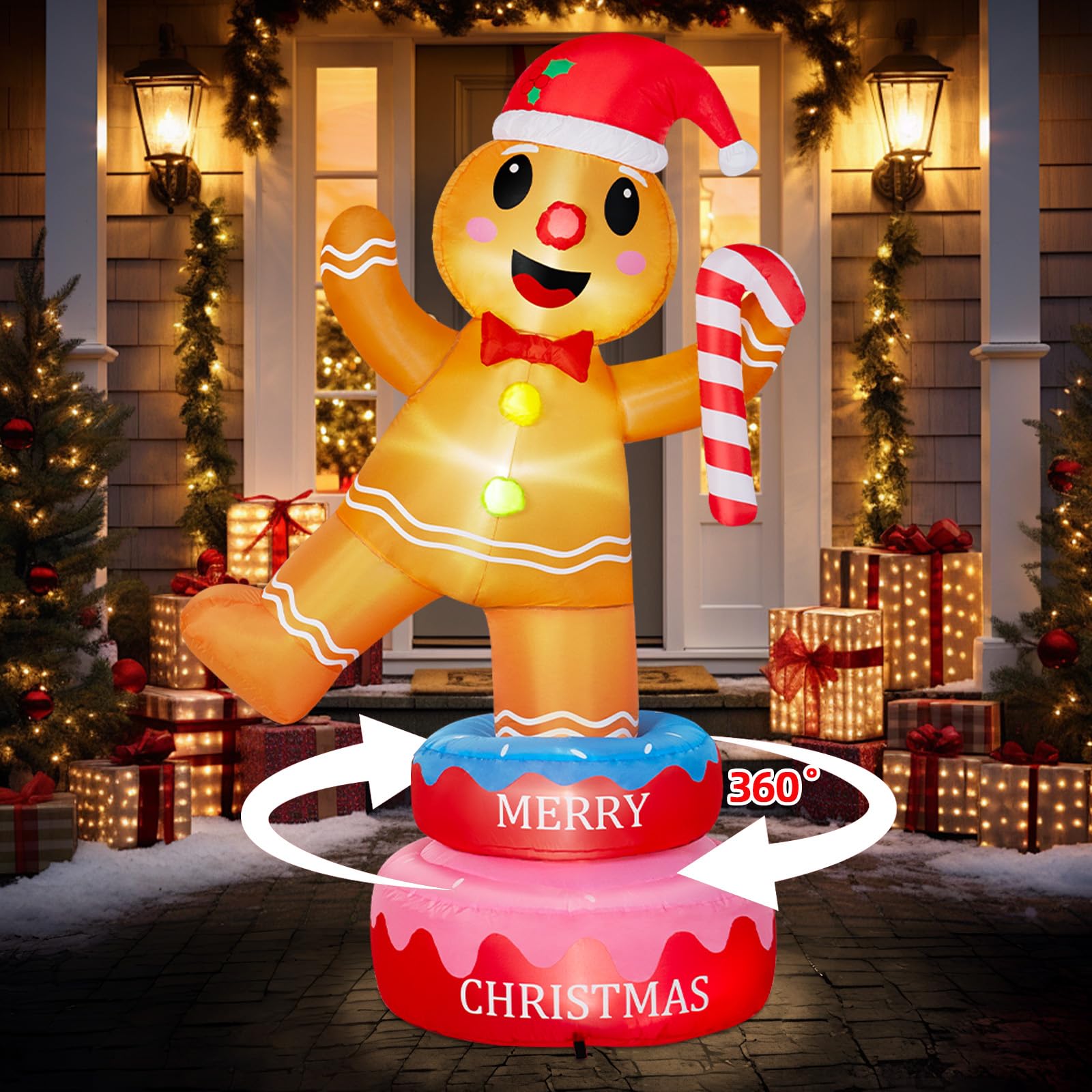 Amazon.com: B&D 6FT Christmas Inflatables Outdoor Decorations, Rotating ...