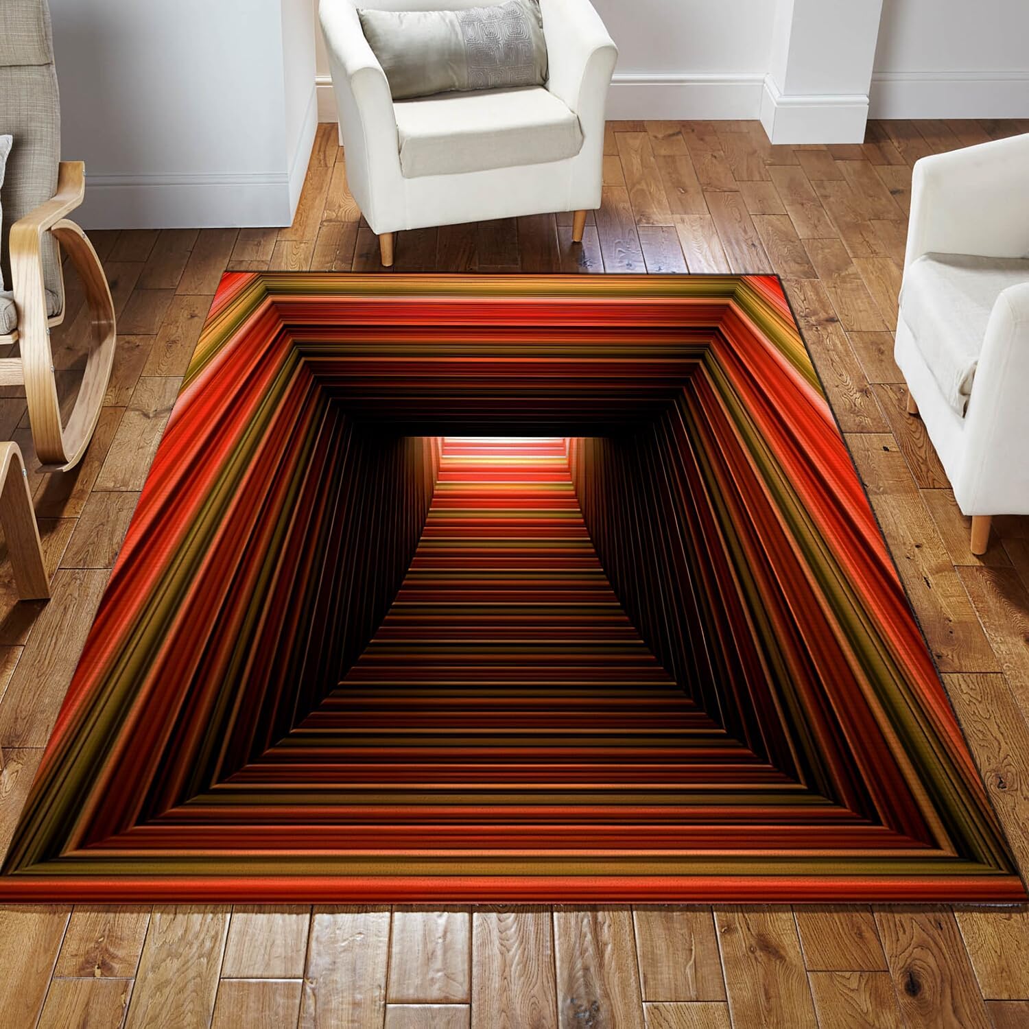 Amazon.com: Owingus Design 3D Optical Illusion Rug, Colorful Vortex ...