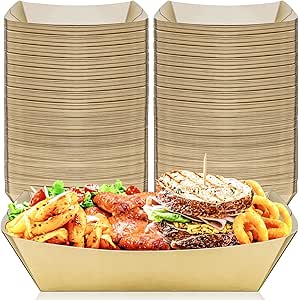Amazon.com: MotBach 100 Pack 5LB Extra Large Paper Food Boats Trays ...