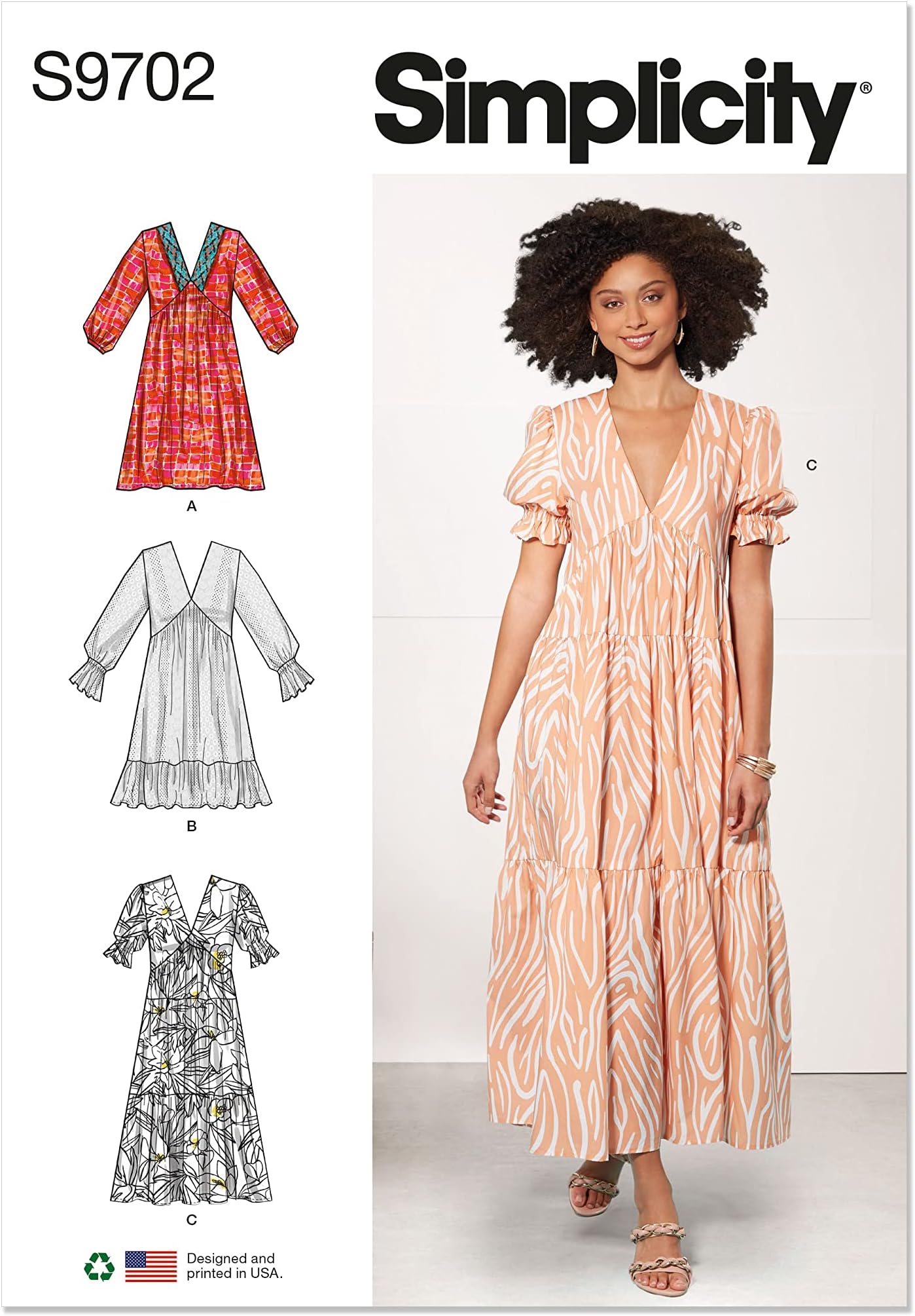 Amazon.com: Simplicity Misses' V-Neck Empire Dress Sewing Pattern Kit ...