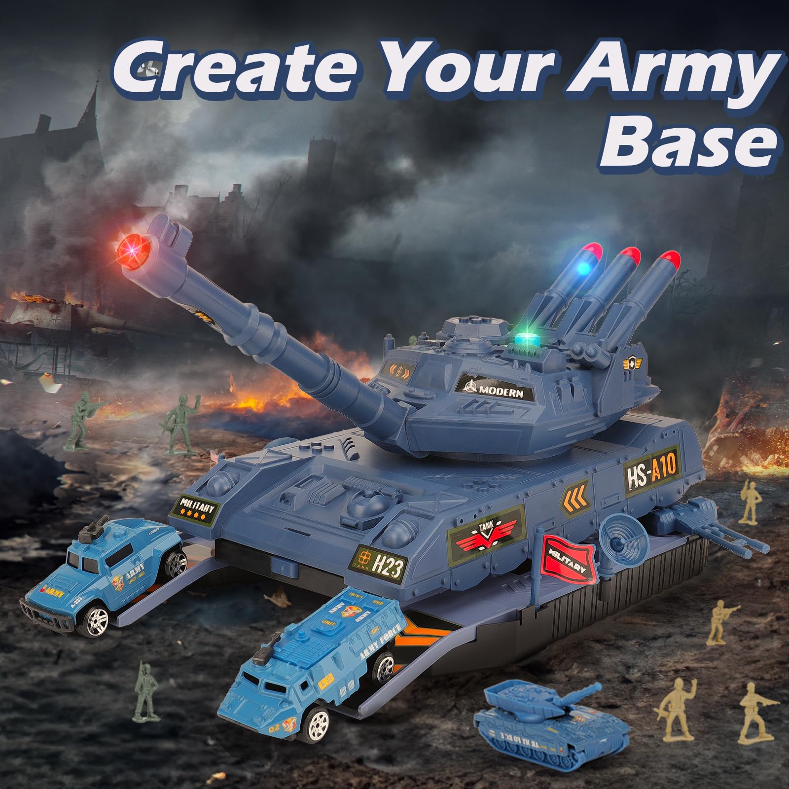 Army Toys for Boys, Military Tank Toys with Light & Sounds, 6 PCS Alloy ...