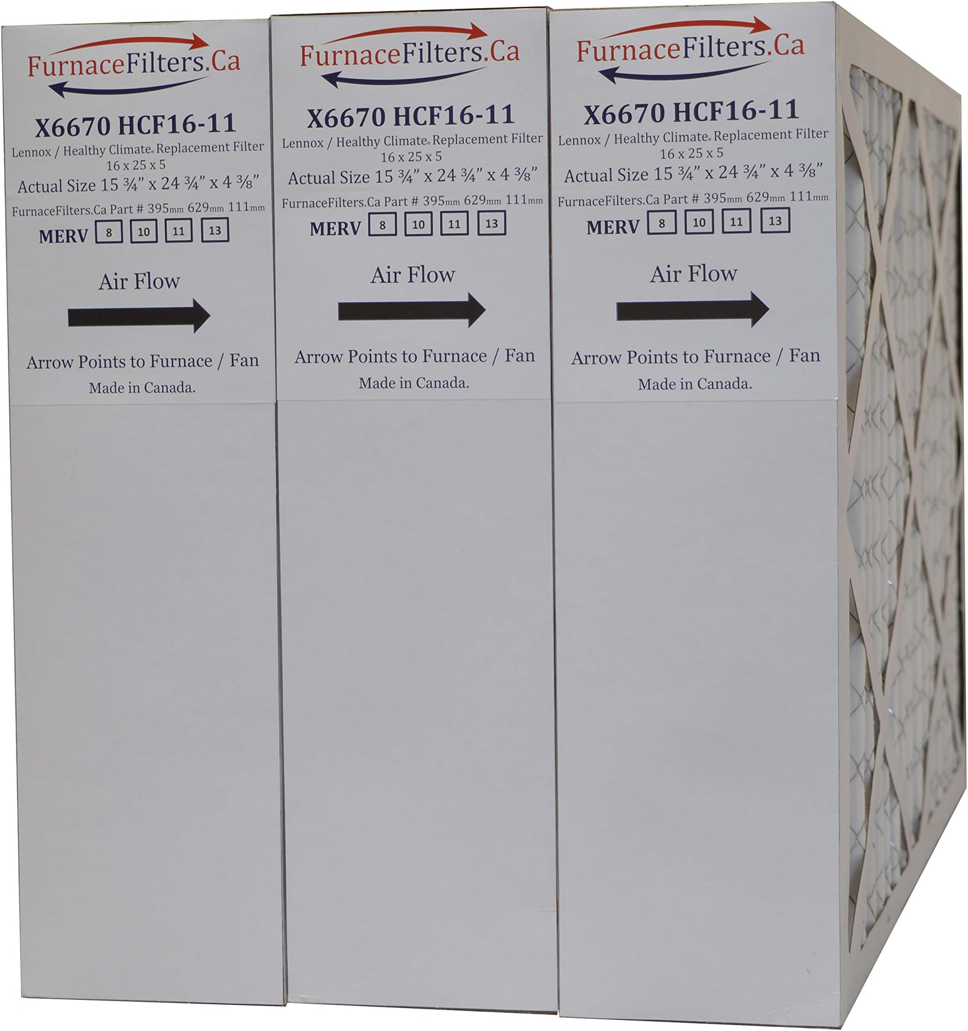 Lennox 16x25x5 X6670 MERV 8. Actual Size 15 3/4" x 24 3/4" x 4 3/8 ...