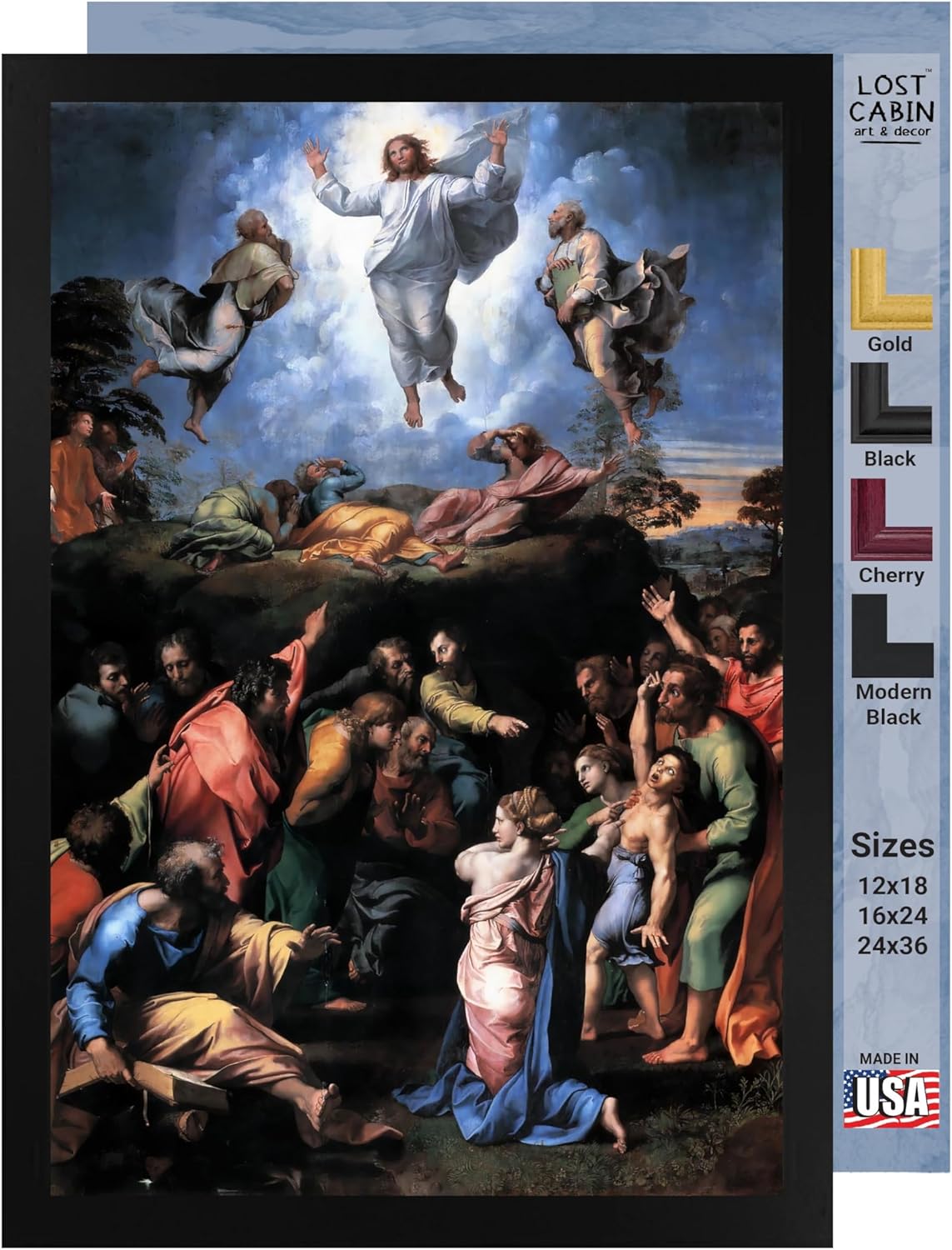 Transfiguration by Raffaello Sanzio da Urbino Framed Canvas Wall Art ...