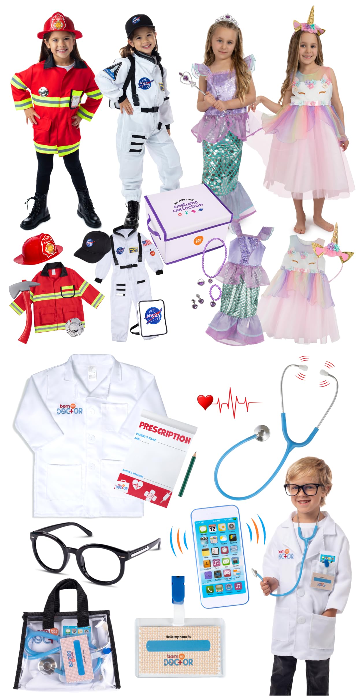 Amazon.com: Born Toys 4-in-1 Toddler Dress Up Clothes for Little Girls ...