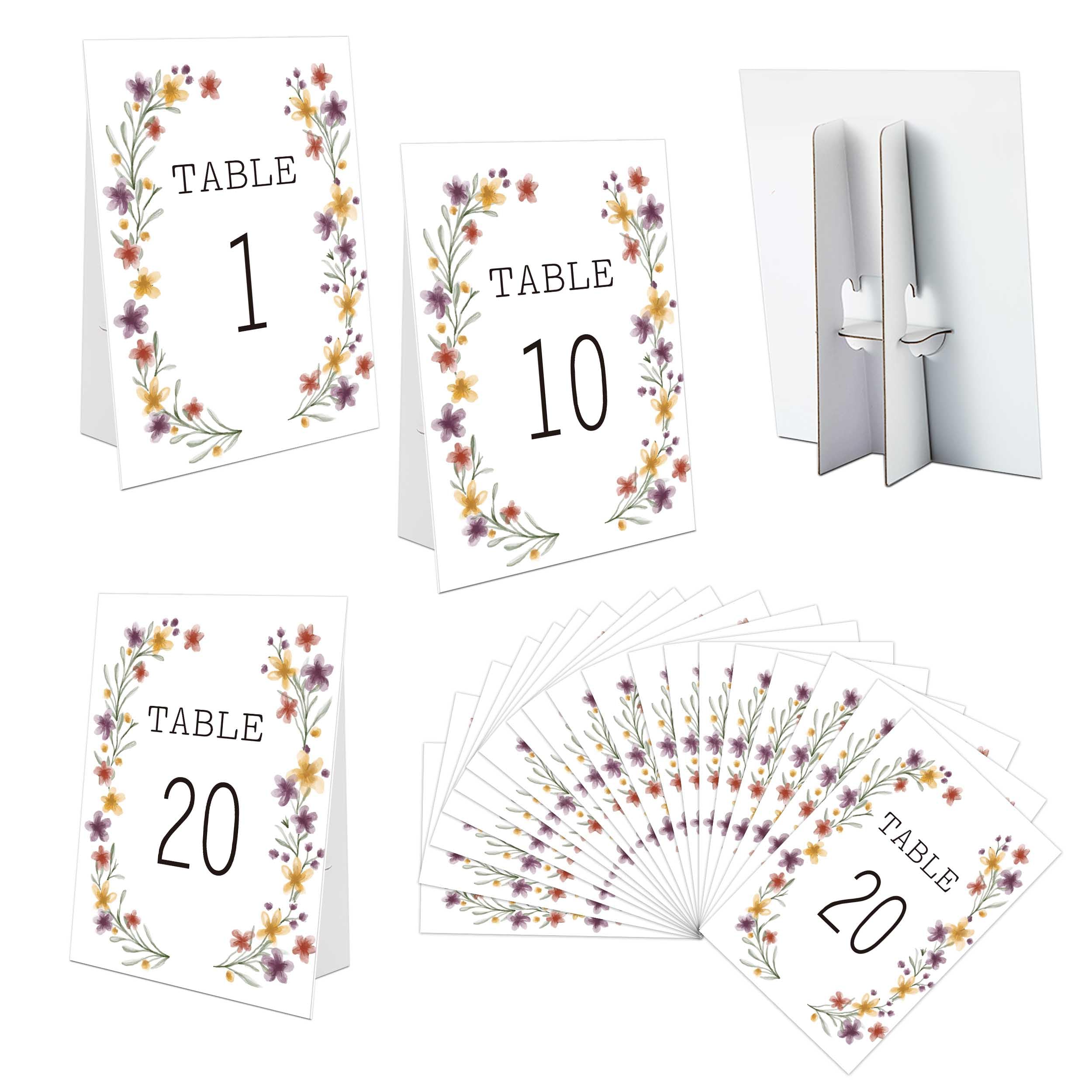 Amazon.com: Wedding Table Numbers 1-20, Wild Flowers Wedding Decor, 4x6 ...