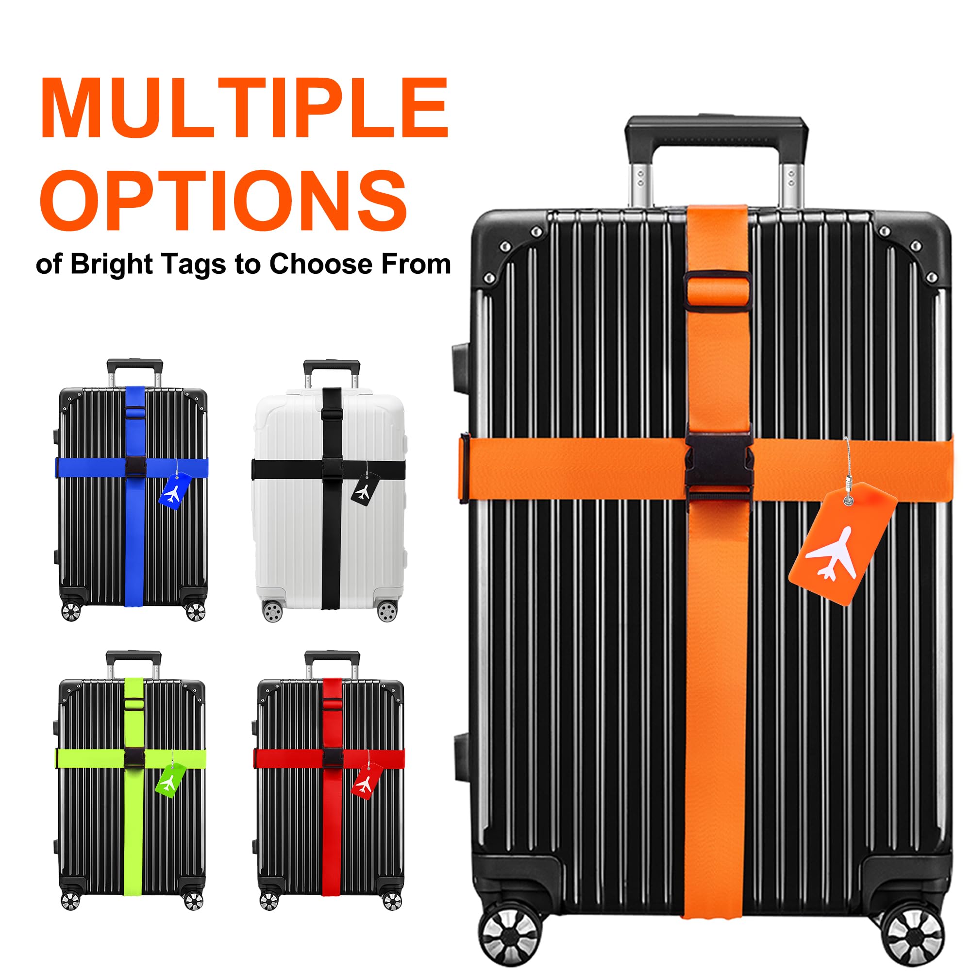 Snapklik.com : 8 Pack Luggage Straps Set, Silicone Luggage Tags For ...