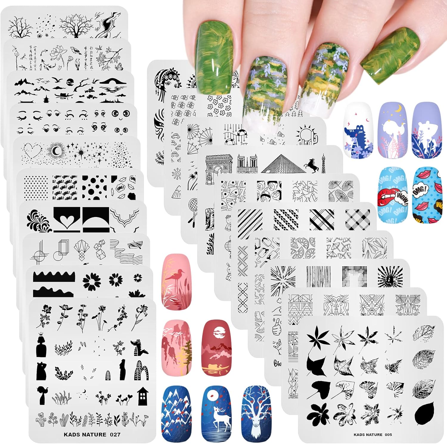 Amazon.com: KADS 20Pcs Nail Stamp Plates Set Nails Art Stamping Plates ...