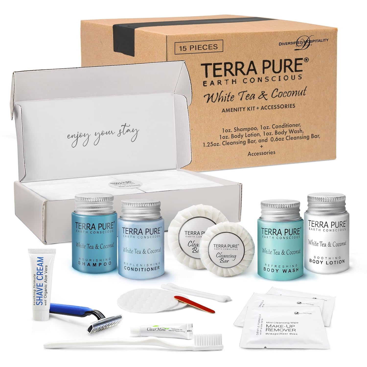 Amazon.com : Terra Pure White Tea & Coconut Amenity & Accessory Kit ...