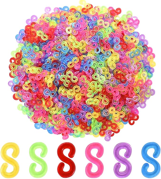 Kioiner 500 Pcs S Clips, Rubber Band Clips, Plastic Loom Bands ...