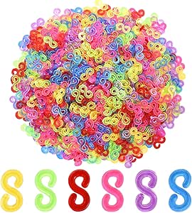 Kioiner 500 Pcs S Clips, Rubber Band Clips, Plastic Loom Bands ...
