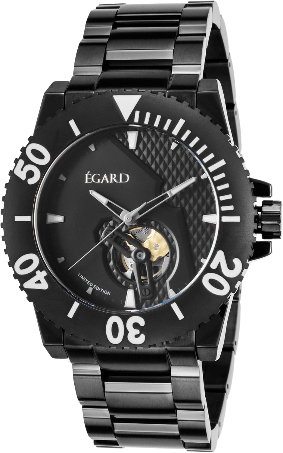 Amazon.com: Egard Navita Black Automatic Men's Watch With Metal Strap ...
