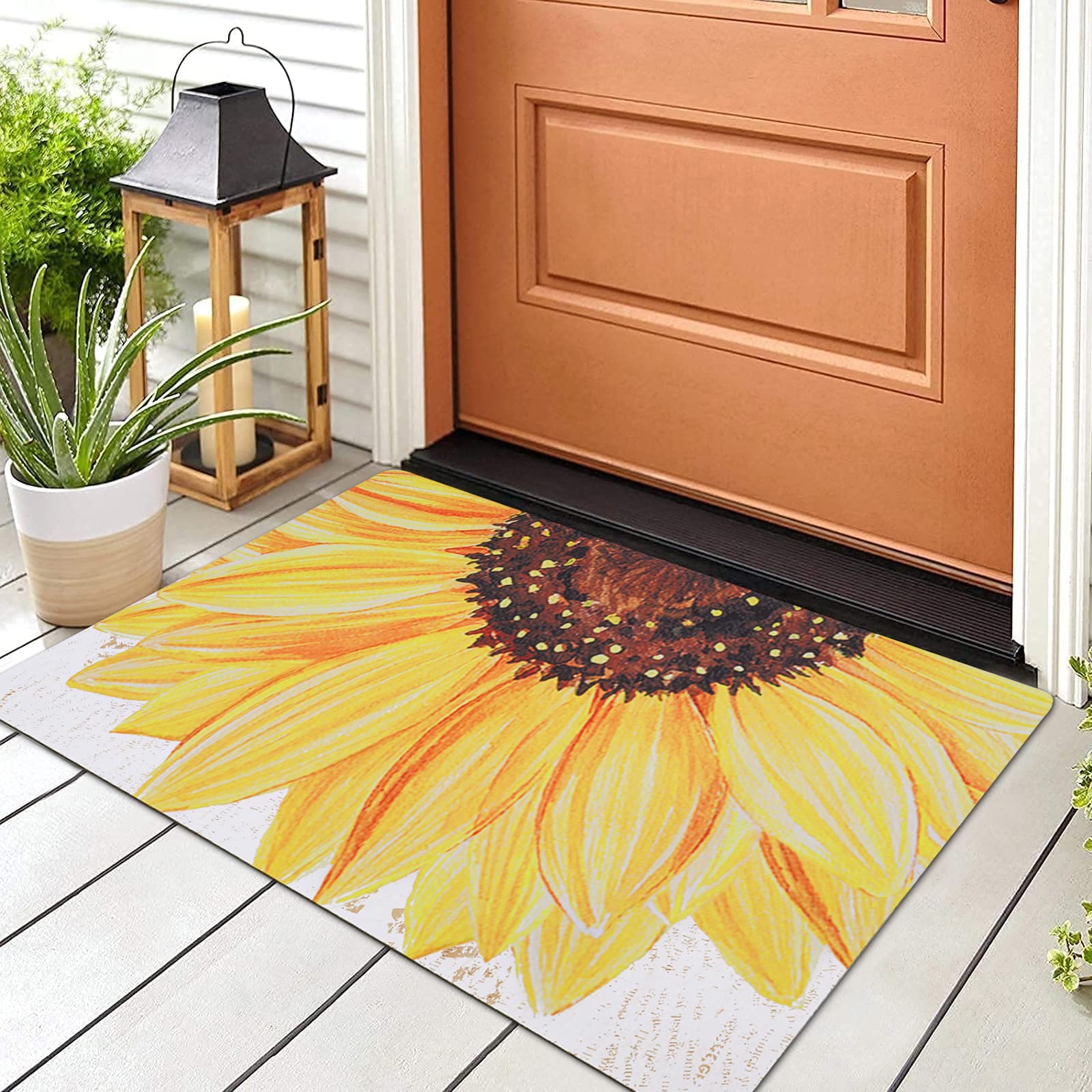 Amazon.com: ASPMIZ Sunflower Doormat, Floral Area Rug Door Mat with Non ...