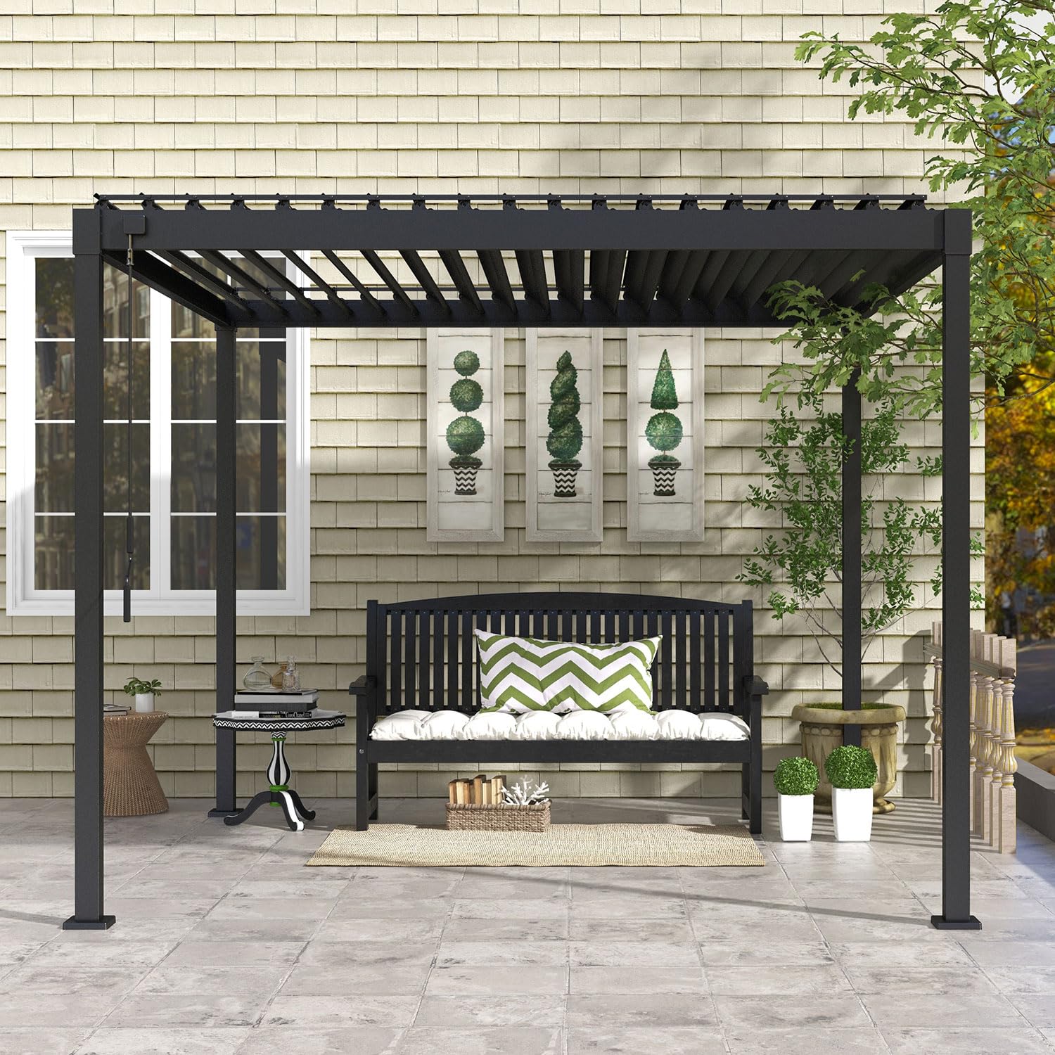 Amazon.com: MIRADOR 80S Louvered Pergola 10' x 10', Modern Style with ...