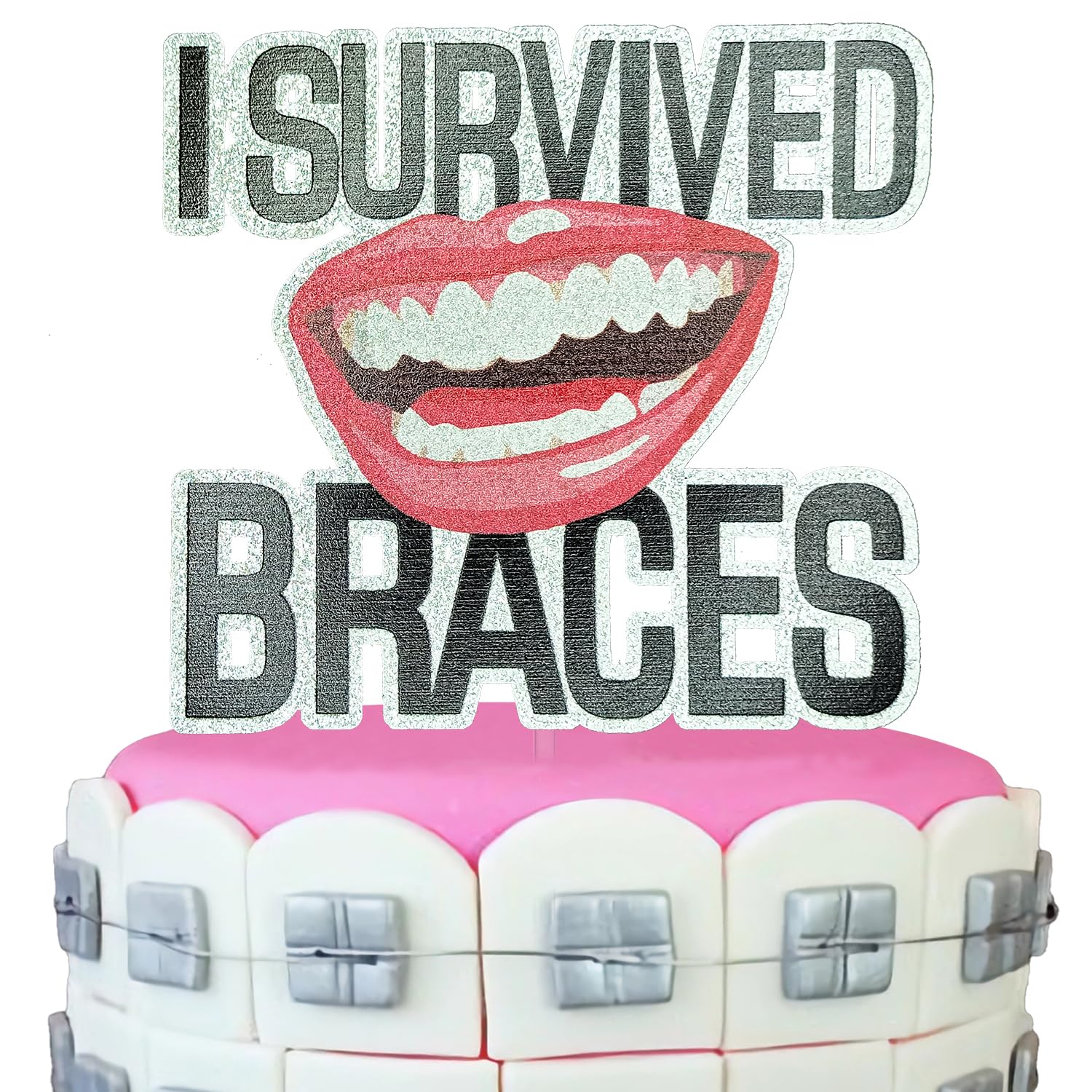 Snapklik.com : I Survived Braces Cake Topper, Straightened Teeth Cake ...