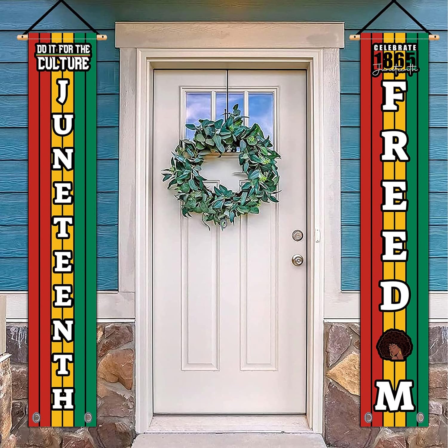 Amazon.com: Juneteenth Banner Decorations Porch Banner Sign Celebrate ...