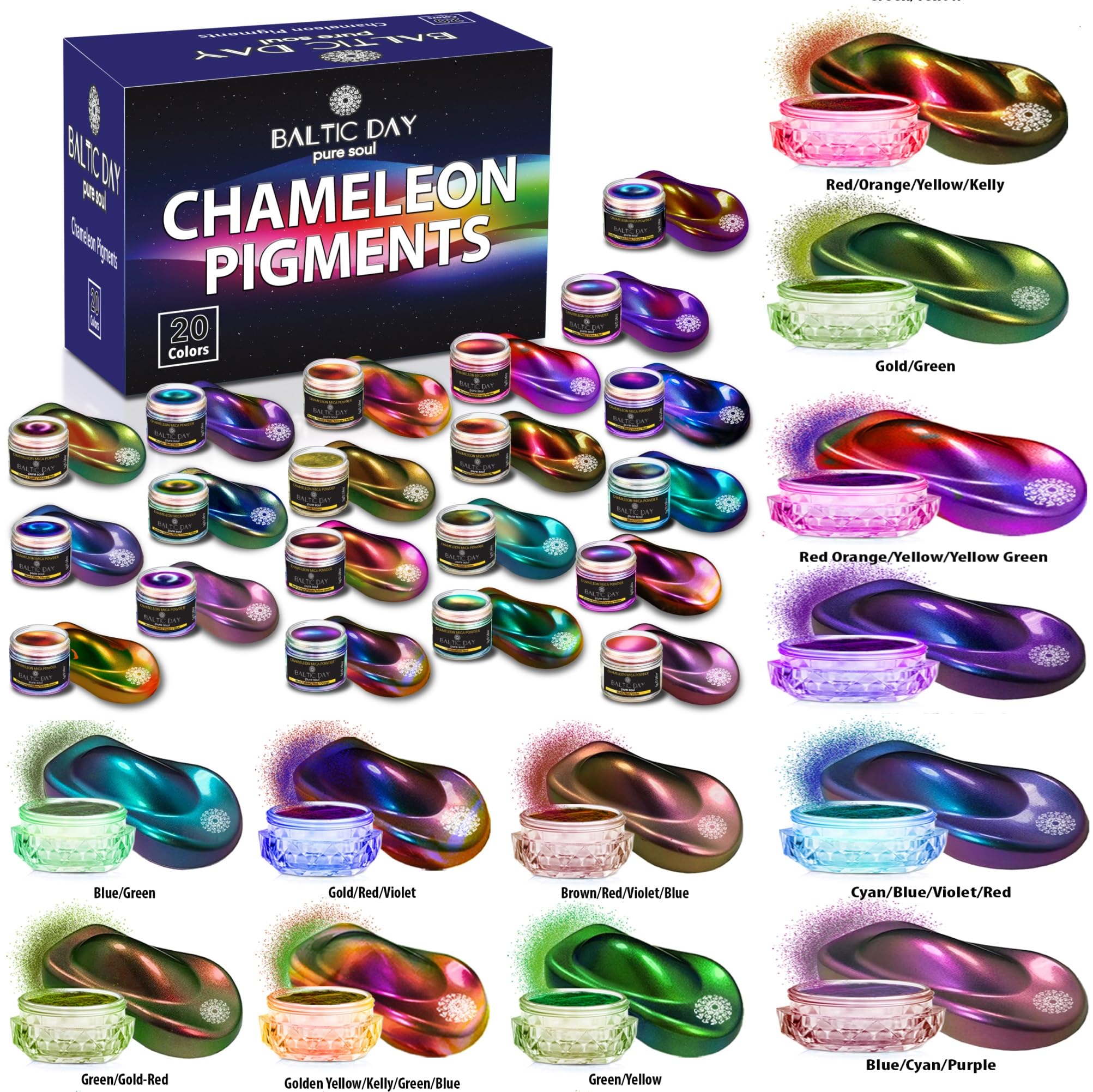 Amazon.com: 20 Chameleon Mica Powder + 12 Hypershift/Intense Color ...
