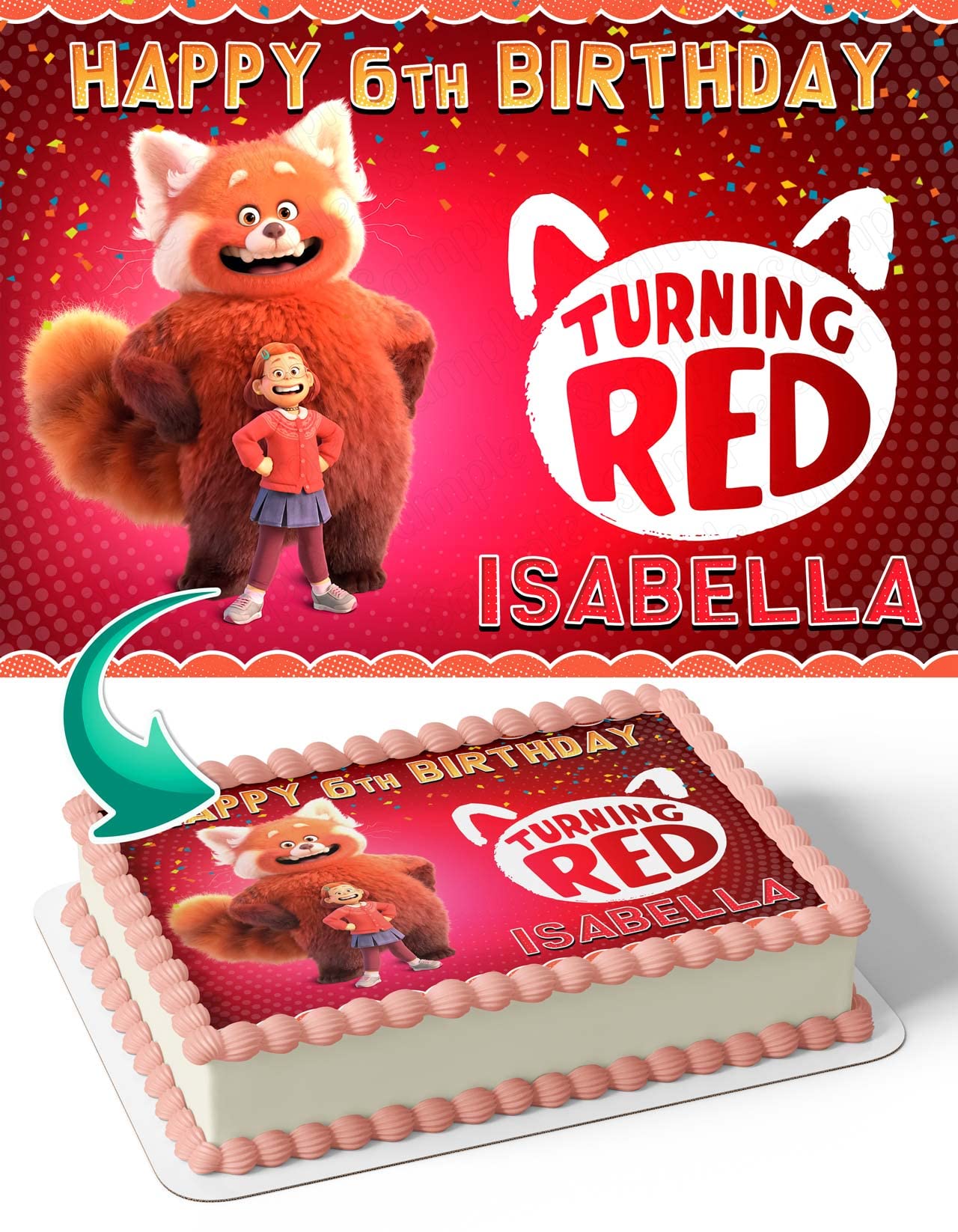 Buy CAKECERY Turning Red OG Edible Cake Image Topper Personalized buy-cakecery-turning-red-og-edible-cake-image-topper-personalized