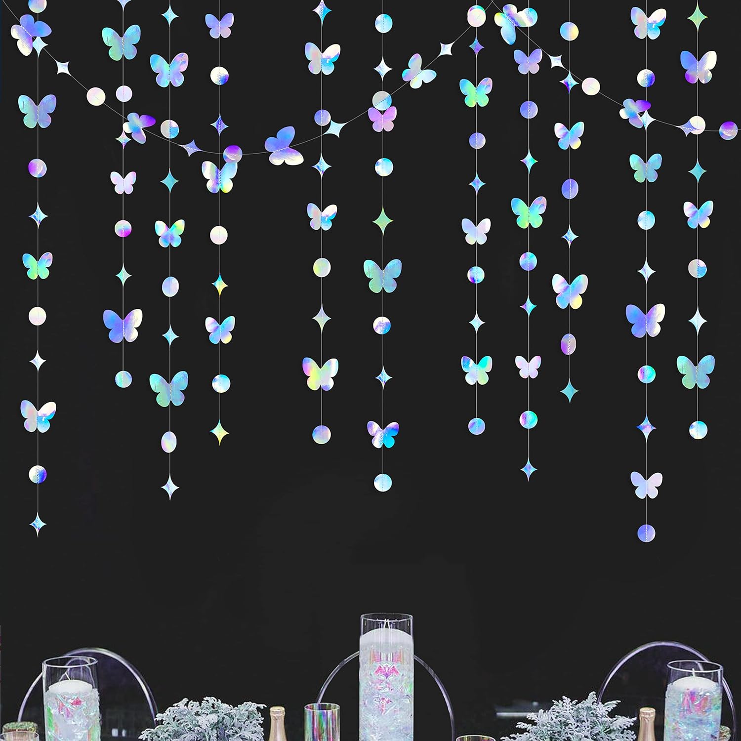 Amazon.com: pinkblume Iridescent Butterfly Garland Holographic Paper ...
