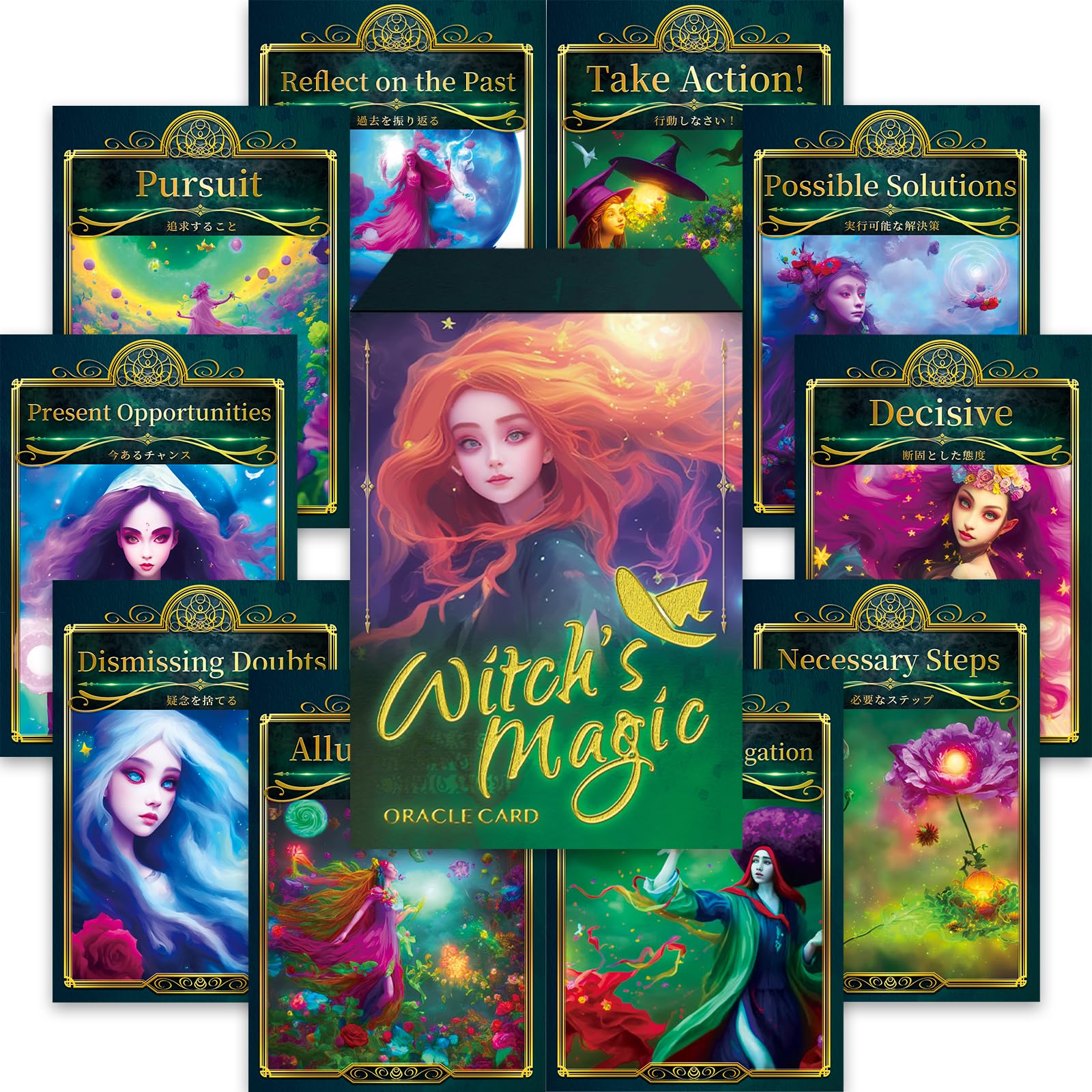 Amazon.co.jp: Witch's magic ORACLE CARD 魔法使い オラクルカード 恋愛 日本語解説書付き エリザベス ...
