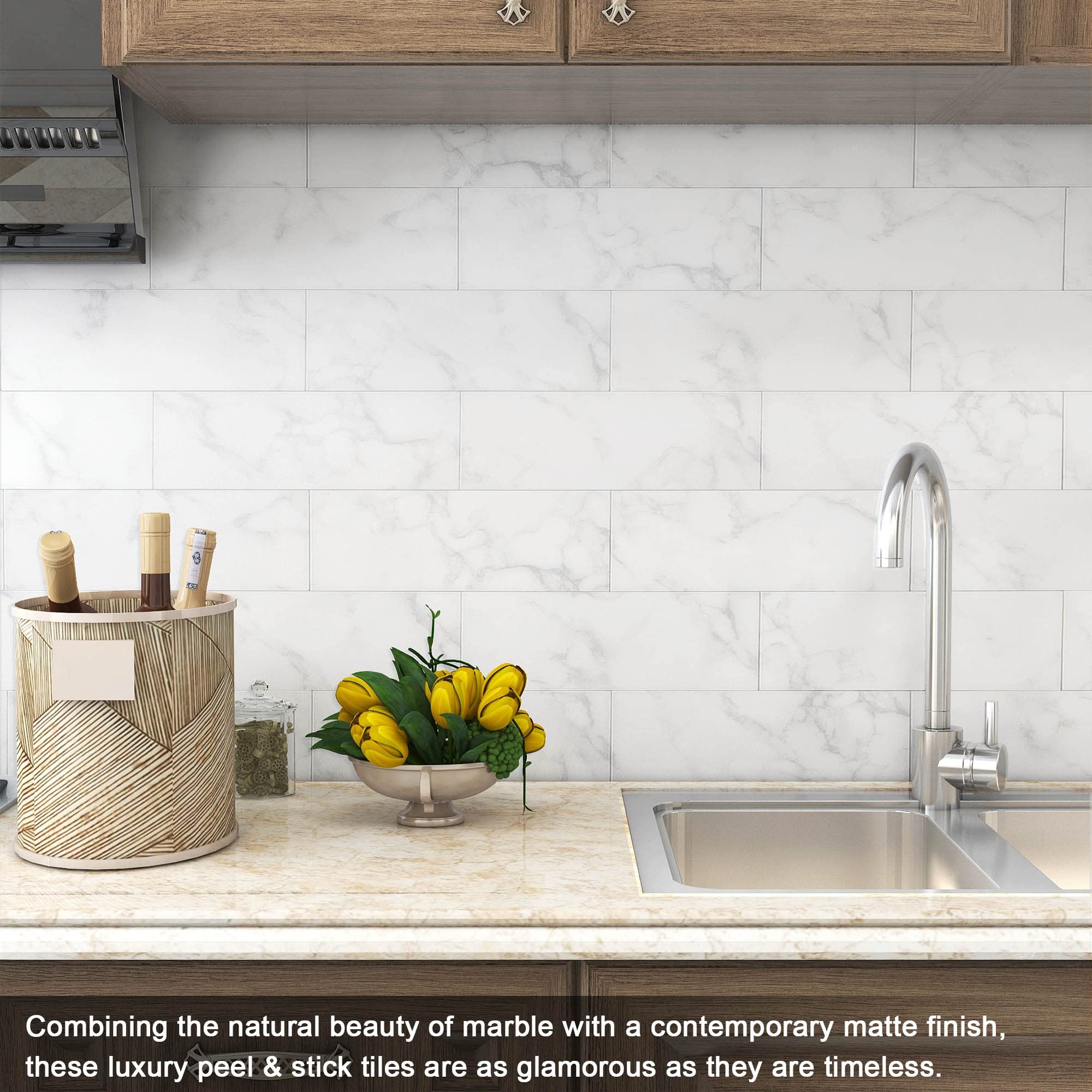 Carrara Marble Kitchen Backsplash