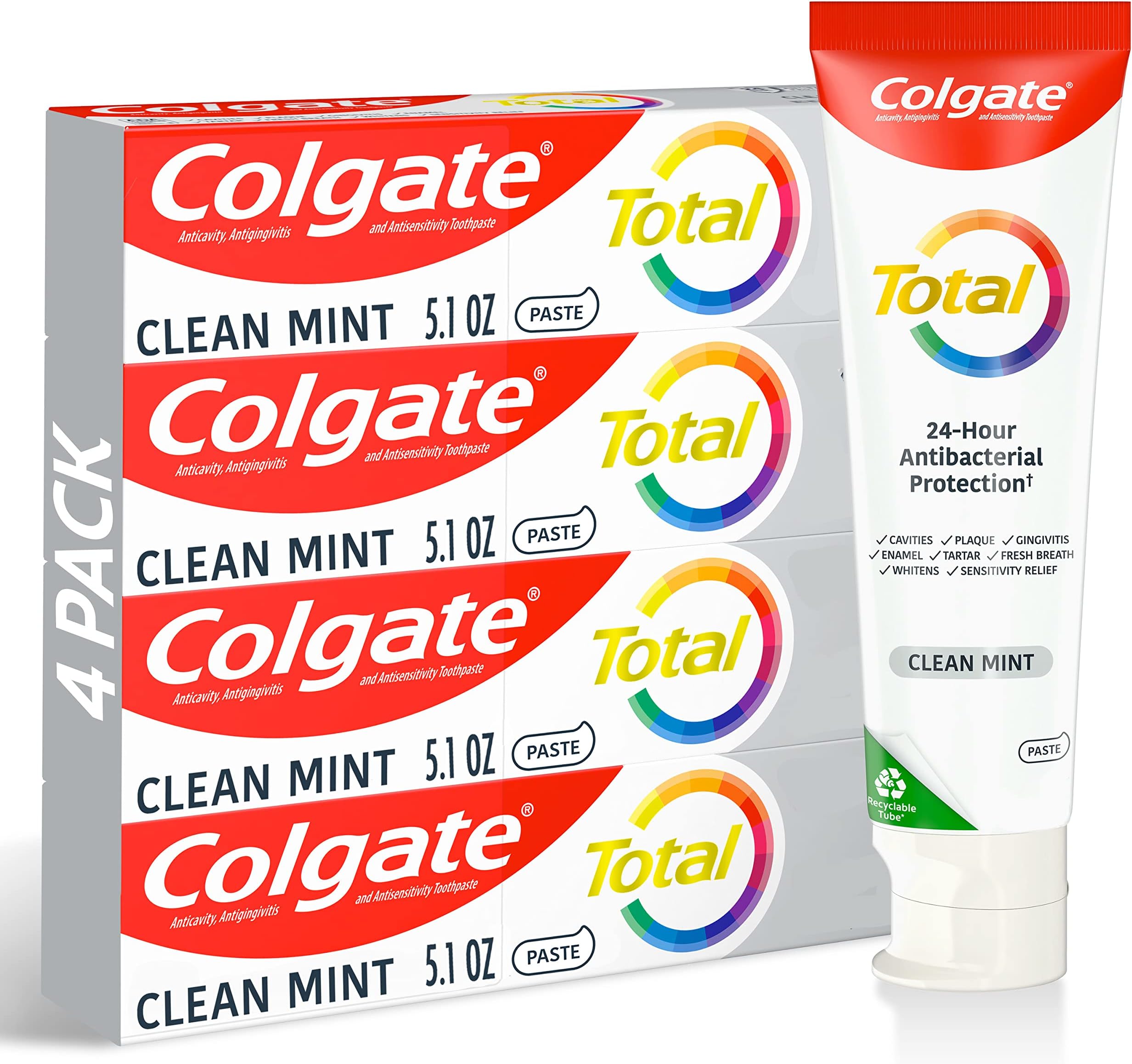 Amazon.com: Colgate Total Clean Mint Toothpaste, 10 Benefits, No Trade ...