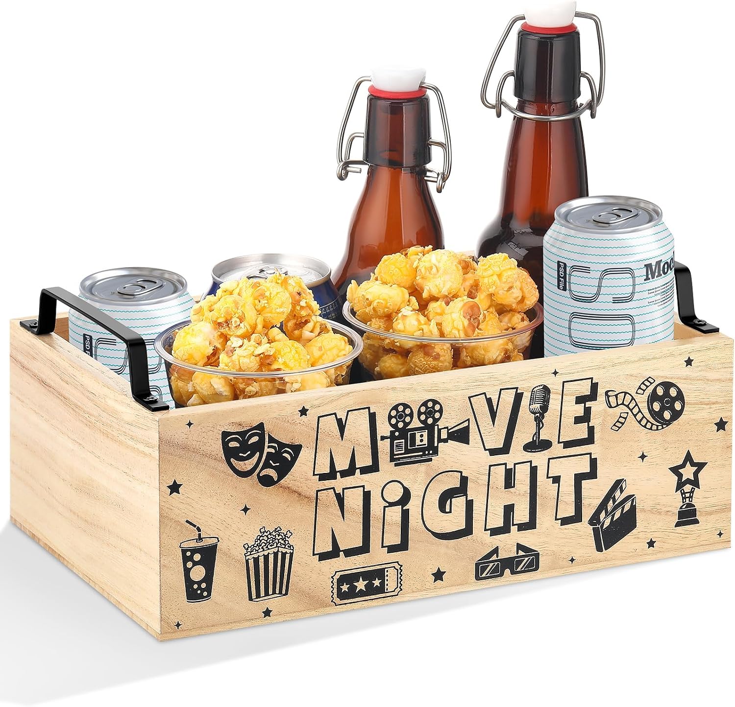 Amazon.com: Sliner Movie Night Snack Trays with Handles Reusable Wood ...