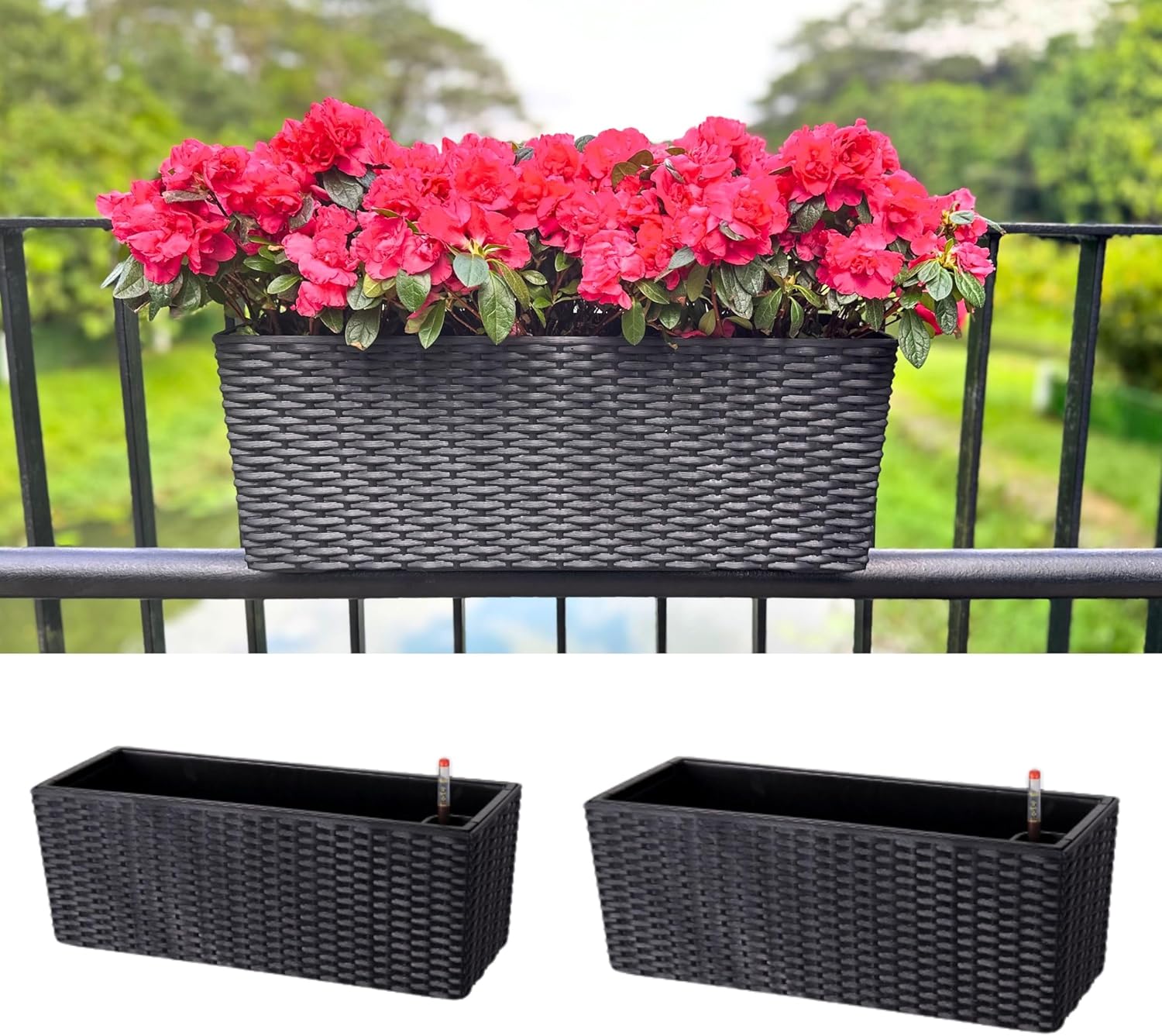 Amazon.com: LaLaGreen Railing Planters for Balcony Garden (2 Pack, 20 ...