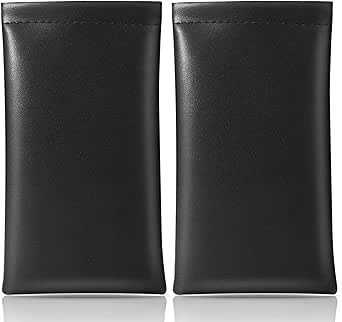 PIPJOY 2 Pack Squeeze Closure Premium Leather Sunglasses Eyeglasses ...