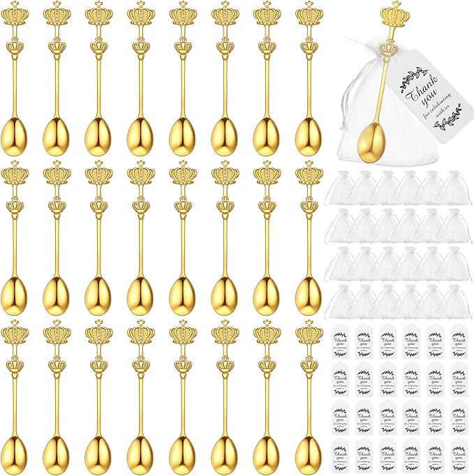 Amazon.com: 24 Set Gold Stainless Steel Coffee Cake Spoons Crown ...
