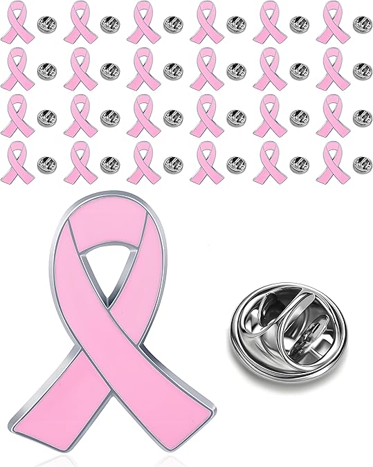 Amazon.com: 25/50/100/200 pieces pink ribbon pins breast cancer awareness enamel lapel pin for ...