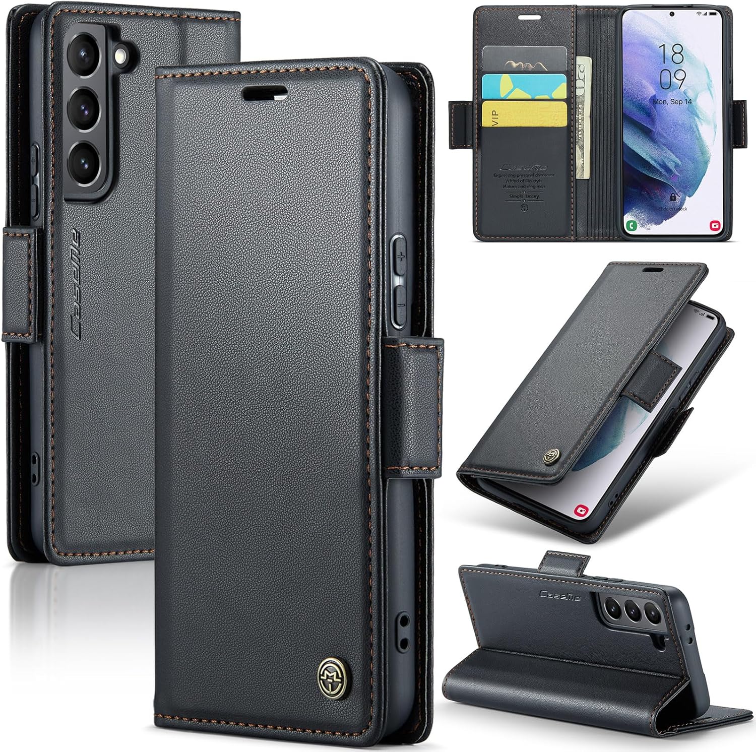 Amazon.com: FCOZCKLOM Compatible with Samsung Galaxy S21 Wallet Case with RFID Blocking Card ...
