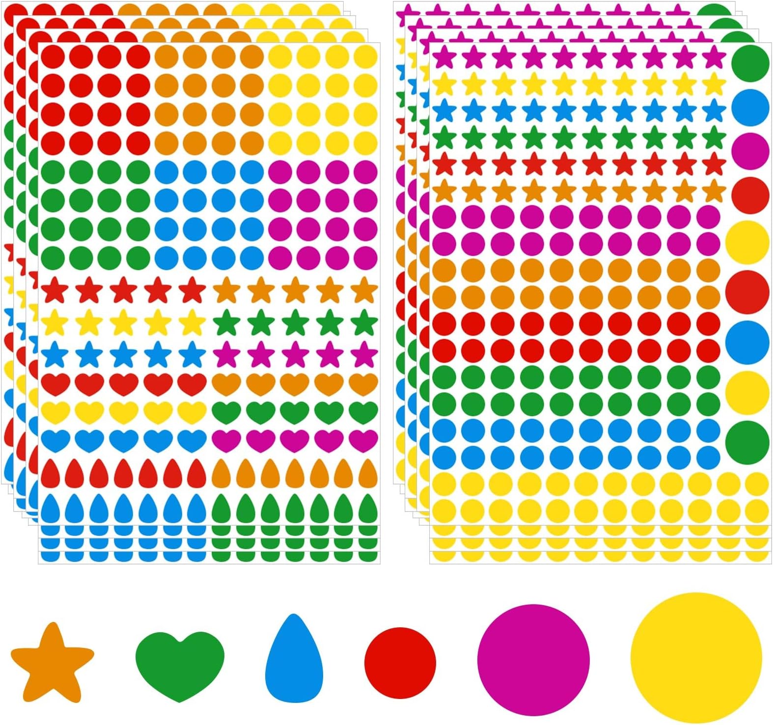 Amazon.com: JANYUN 5655 Pcs Dot Stickers Colored Coding Labels Multi ...