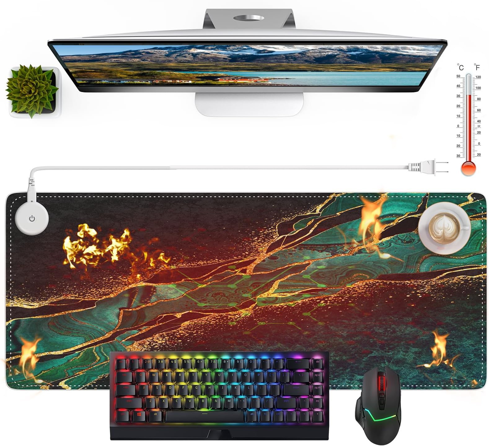 Amazon.com : HAOCOO Heated Desk Pad Large, Warm Mouse Pad Gaming ...
