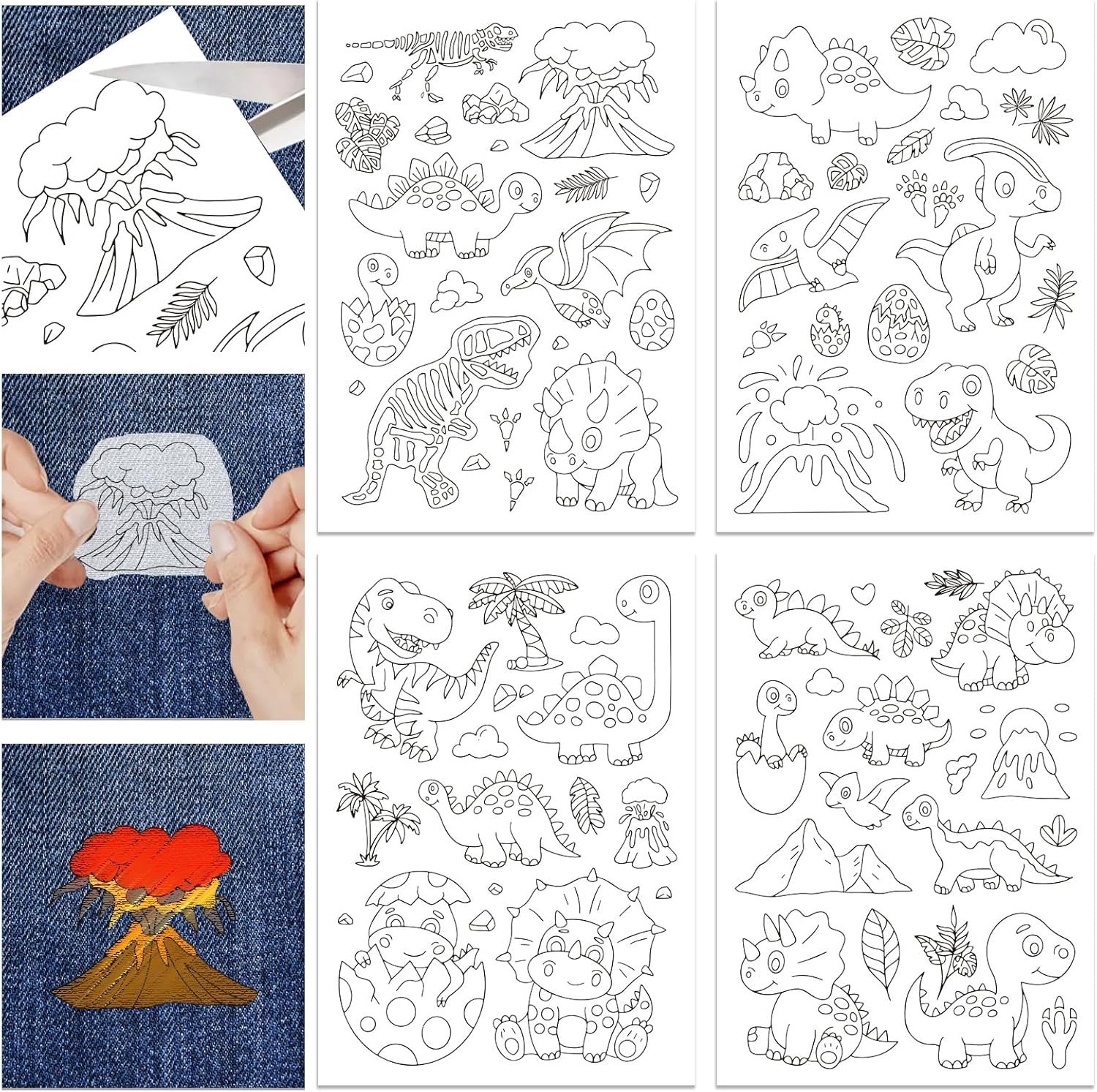 Amazon.com: GLOBLELAND 4 Sheets Dinosaur Pattern Water Soluble Hand ...