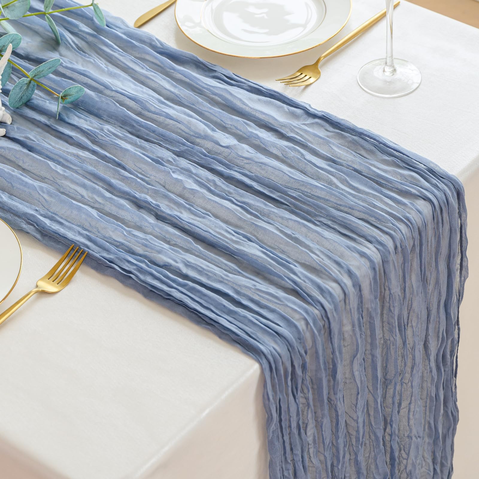 Amazon.com: Wokceer Cheesecloth Table Runner 2Pack 10FT Dusty Blue Boho ...