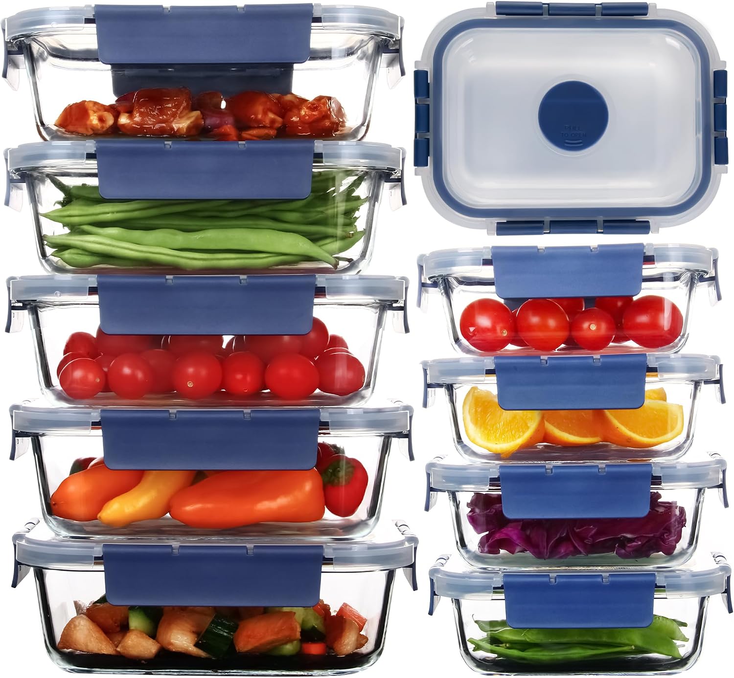 Amazon.com: CZUMJJ 10 Pack Glass Meal Prep Containers with Snap Locking ...