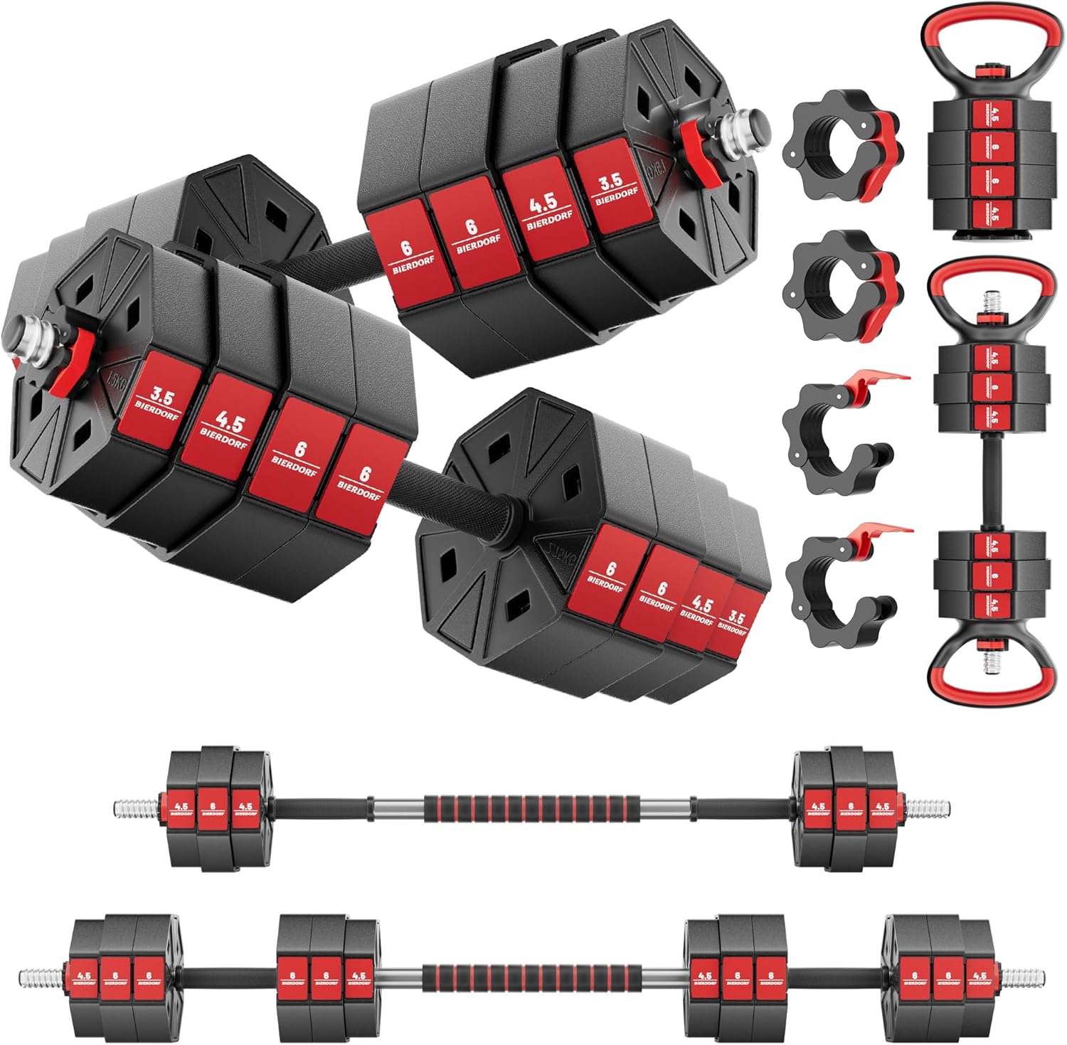 Amazon.com : BIERDORF Adjustable Weights Dumbbells Set with 2 ...