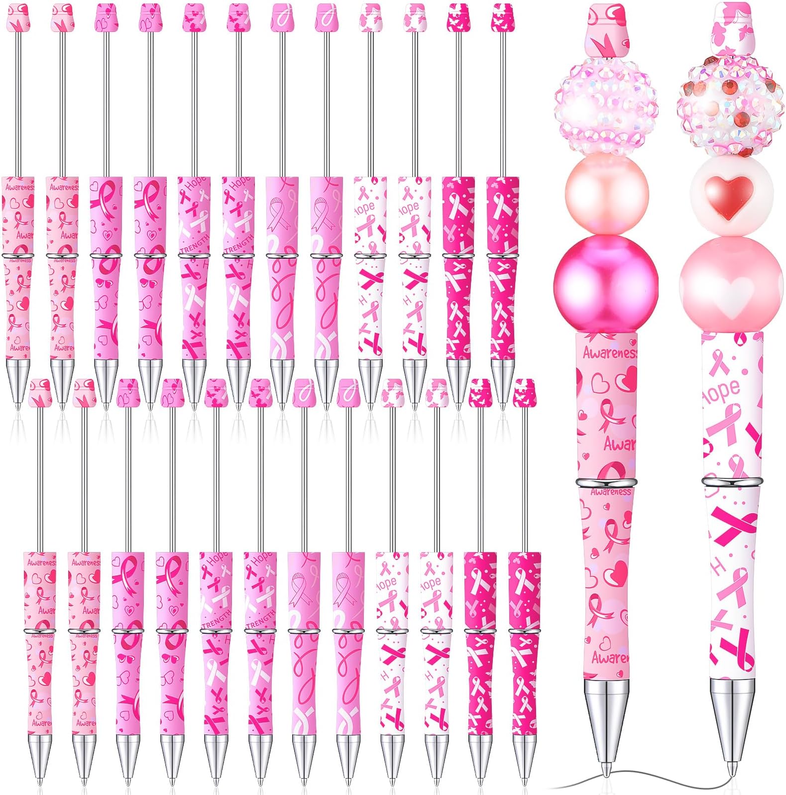 Amazon.com : Teling 24 Pcs Breast Cancer Awareness Beadable Pens ...