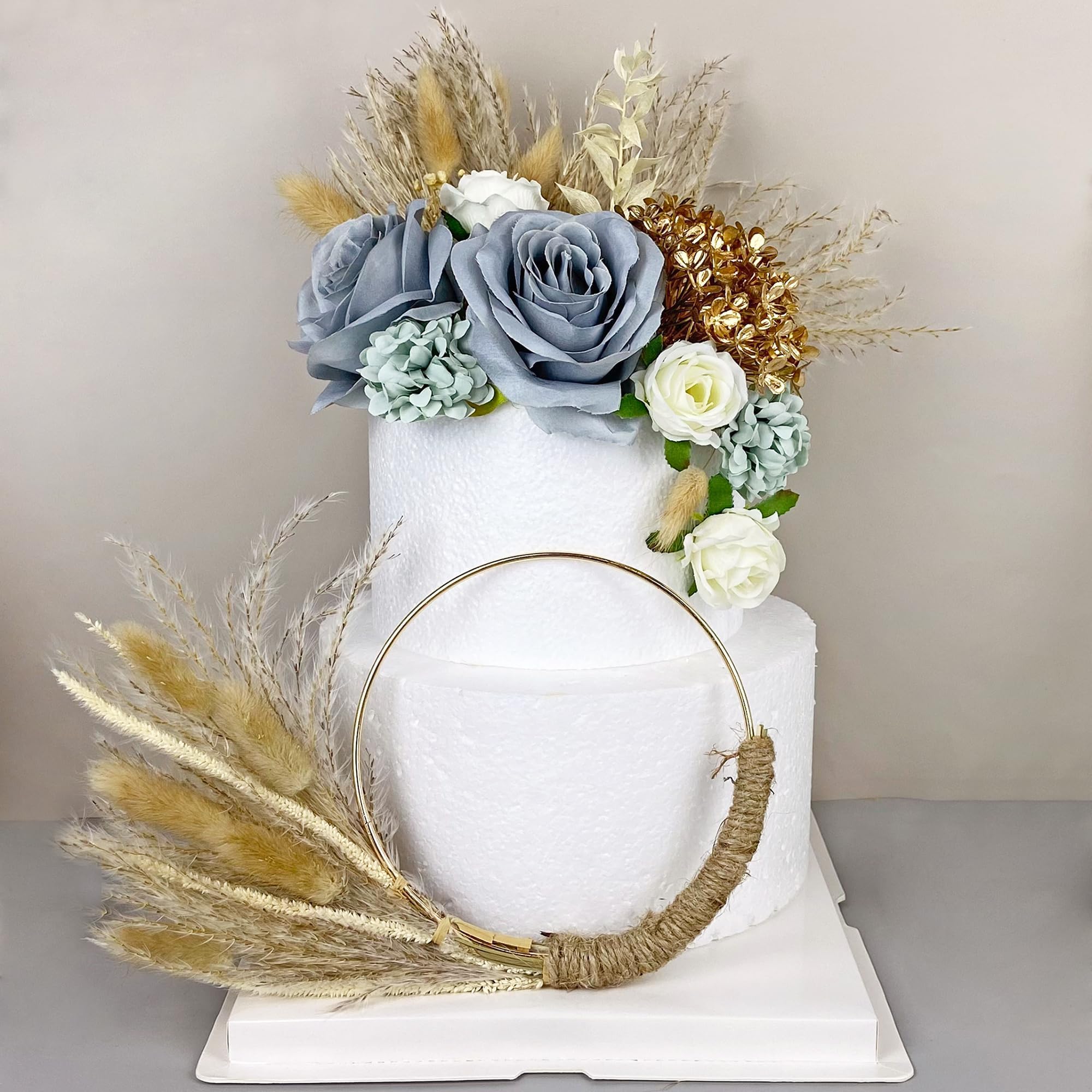 Amazon.com: Natural Boho Cake Topper Vintage Artificial Flowers Leaves ...