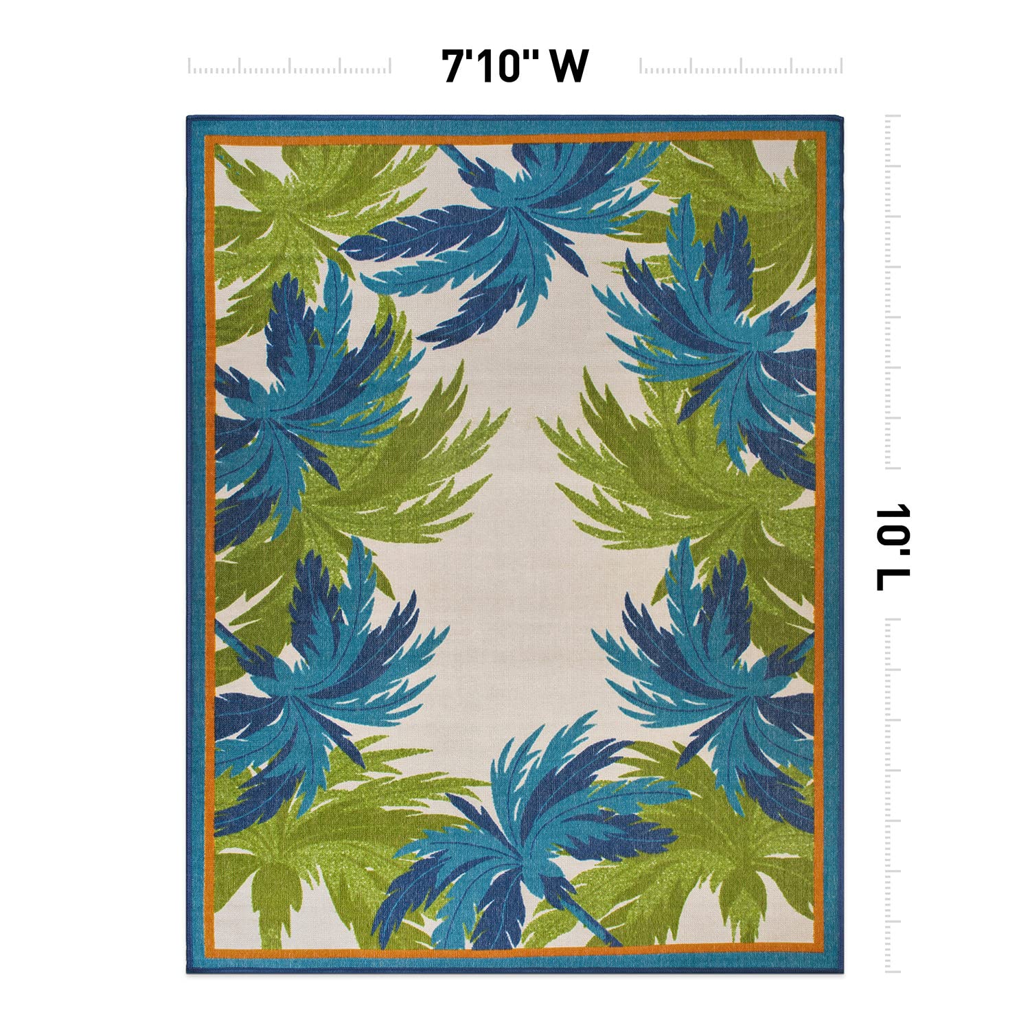 Snapklik.com : Rugshop Tropical Floral Border Non-Shedding Outdoor Rugs ...