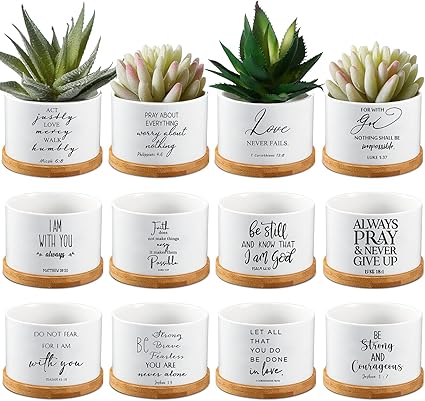 Amazon.com : 12 Pcs White Bible Verse Succulent Pots with Drainage 3.15 ...
