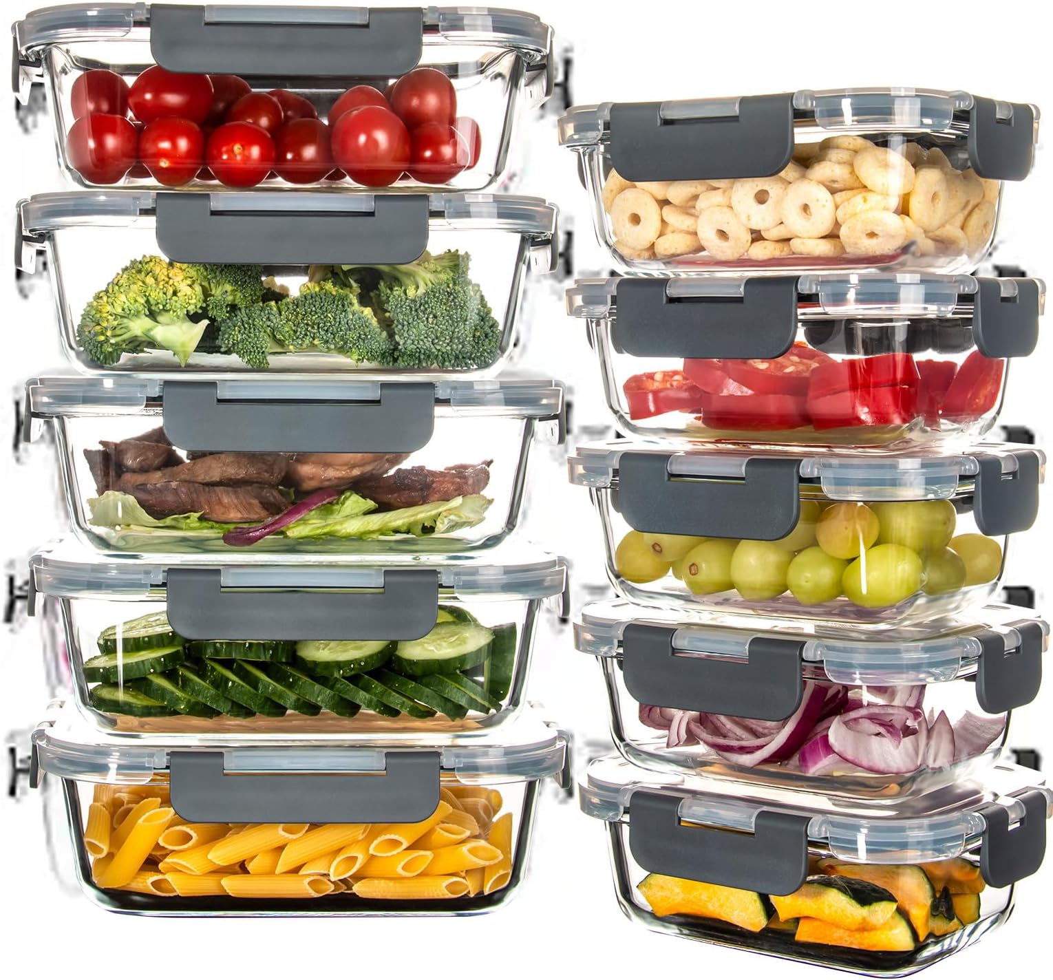 Amazon.com: UMEIED Glass Meal Prep Containers - 10 Pack Glass Food ...