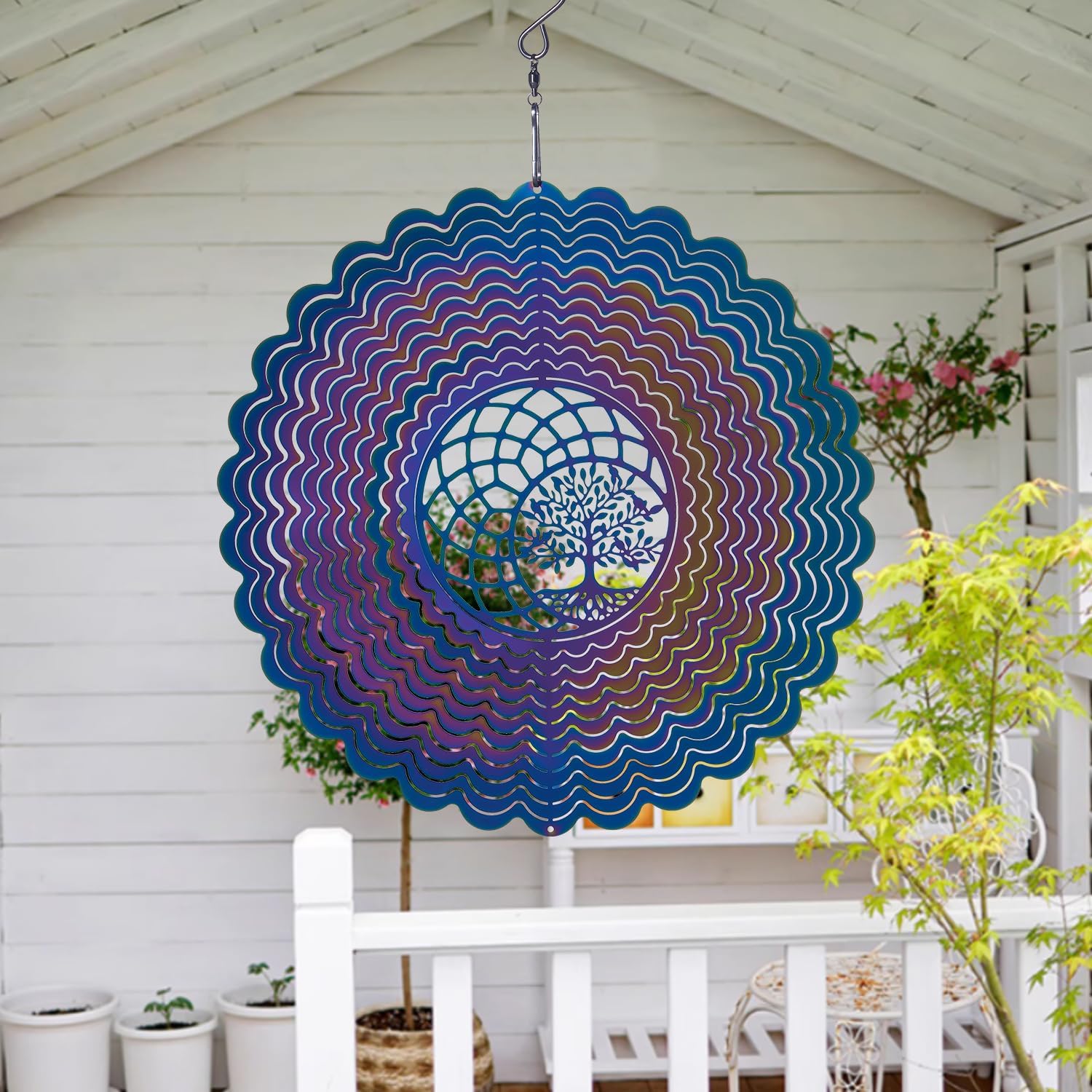 Amazon.com: Stainless Steel Wind Spinner Tree of Life Indoor Outdoor ...