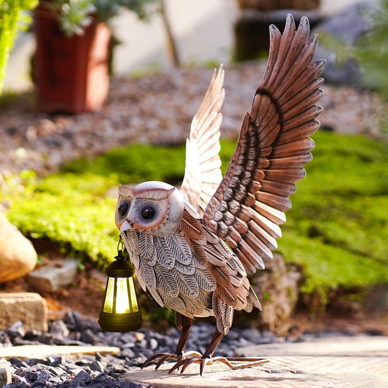 Snapklik.com : Nacome Garden Owl Statue For Yard Art : Metal Outdoor ...