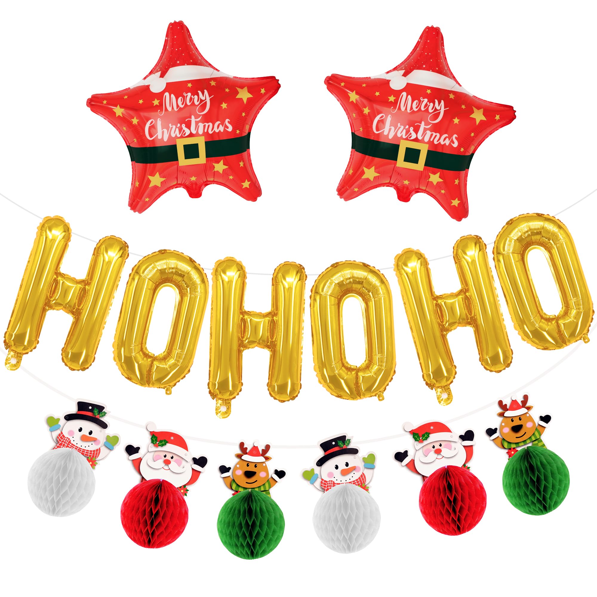 Amazon.com: KatchOn, Merry Christmas Balloons and Honeycomb Set - 16 ...