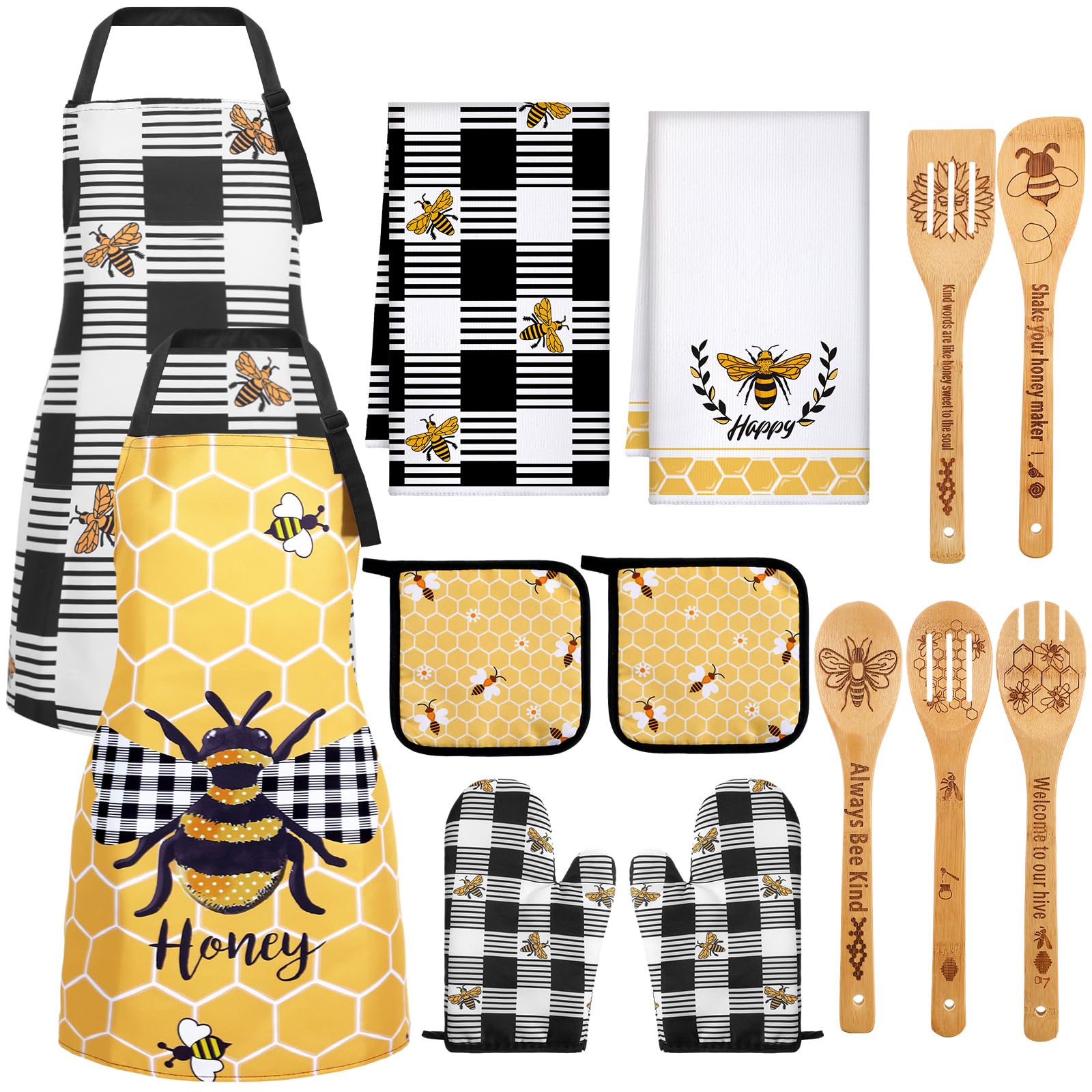 Amazon.com: Bencailor 13 Pcs Bee Sunflower Farmhouse Kitchen Set ...