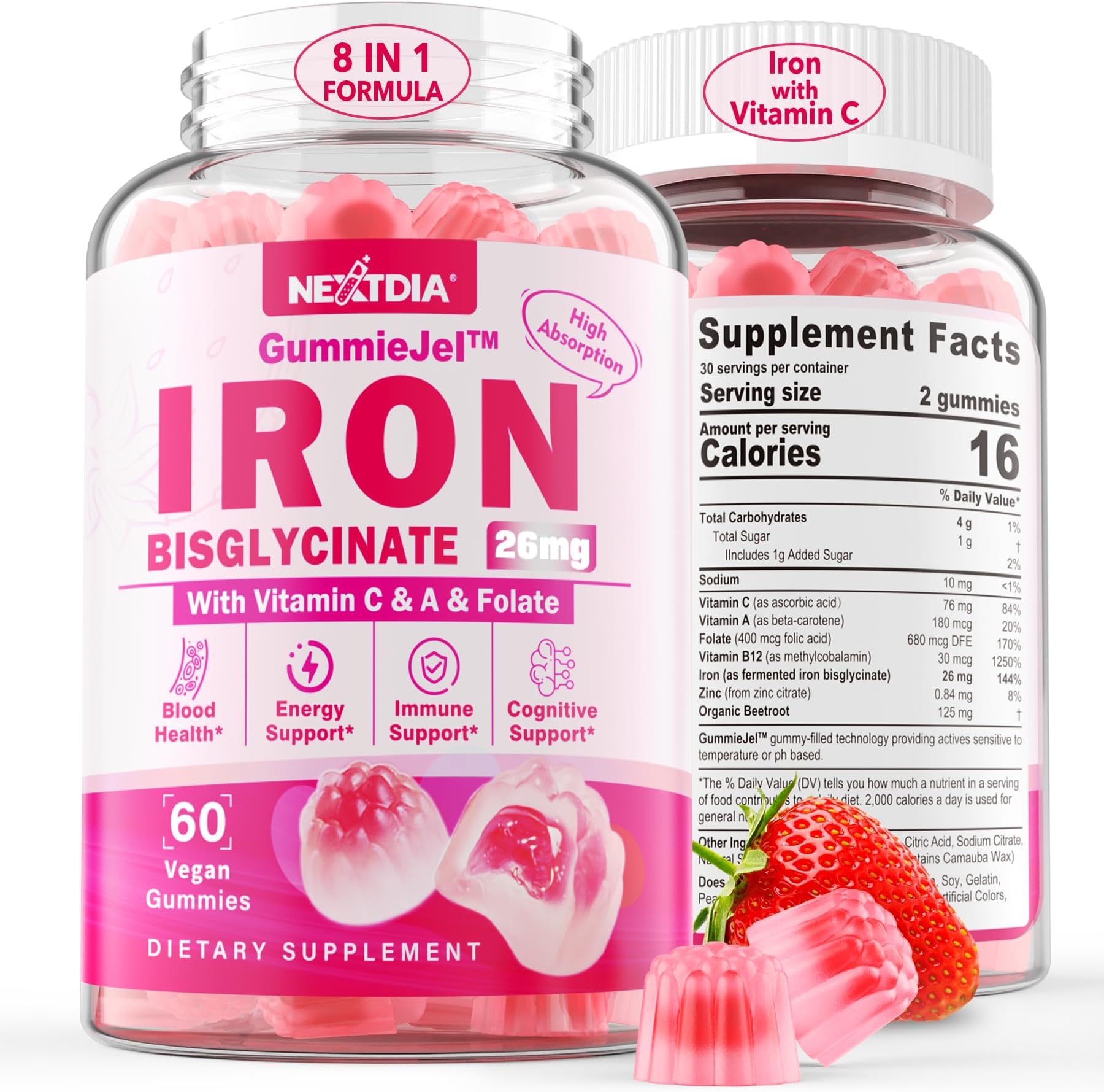 Amazon.com: Fusion Lifestyle Suplemento de hierro masticable para ...