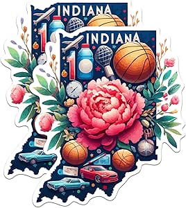 Amazon.com: (2 Pack) Indiana State Shape Stickers - in State Sticker ...