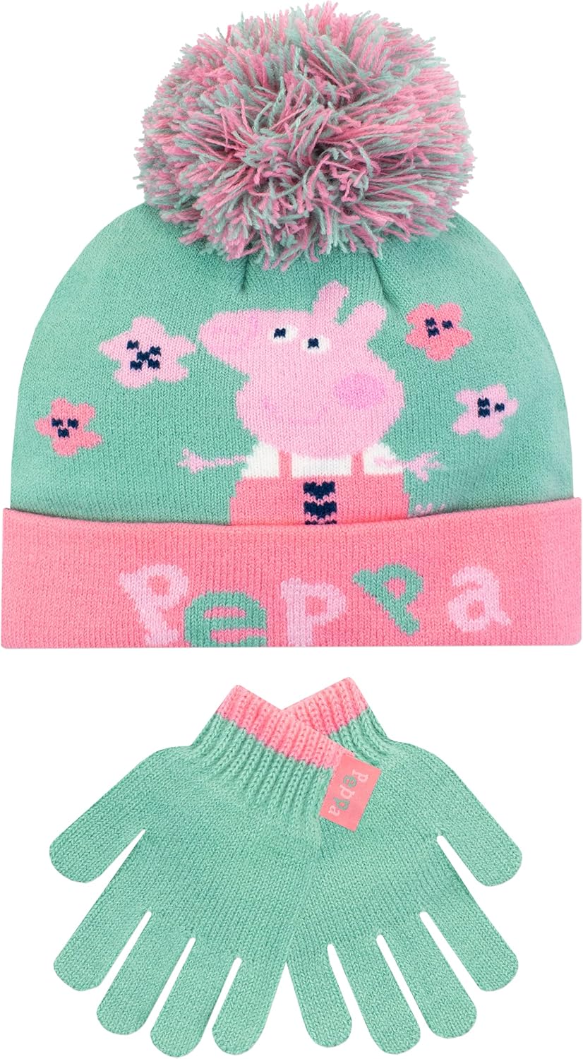 Peppa Pig Kids Winter Hat and Gloves Set Green One Size : Amazon.ca ...