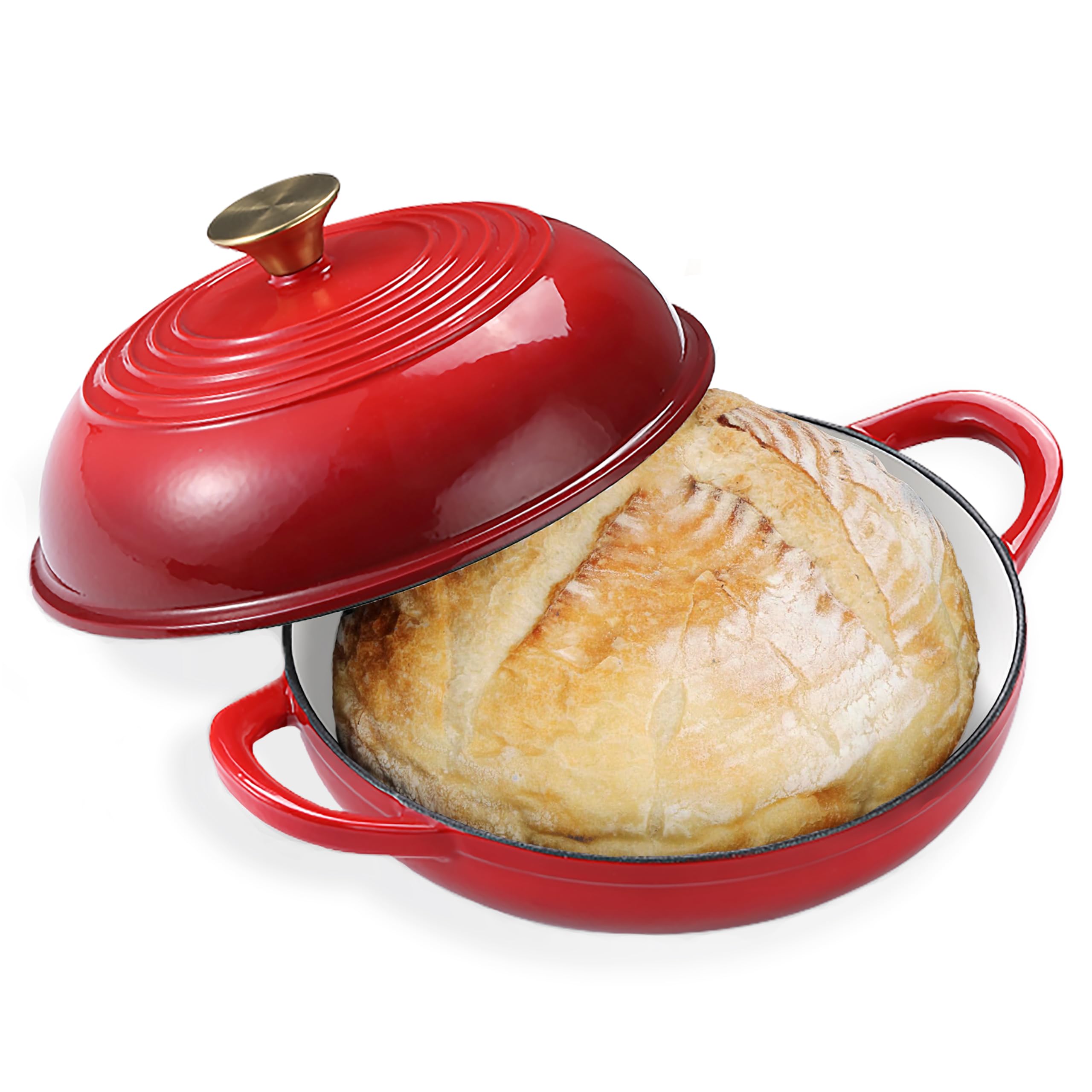 Amazon.com: Enameled Round Cast Iron Bread Oven, 6 Qt Cast Iron Dutch ...